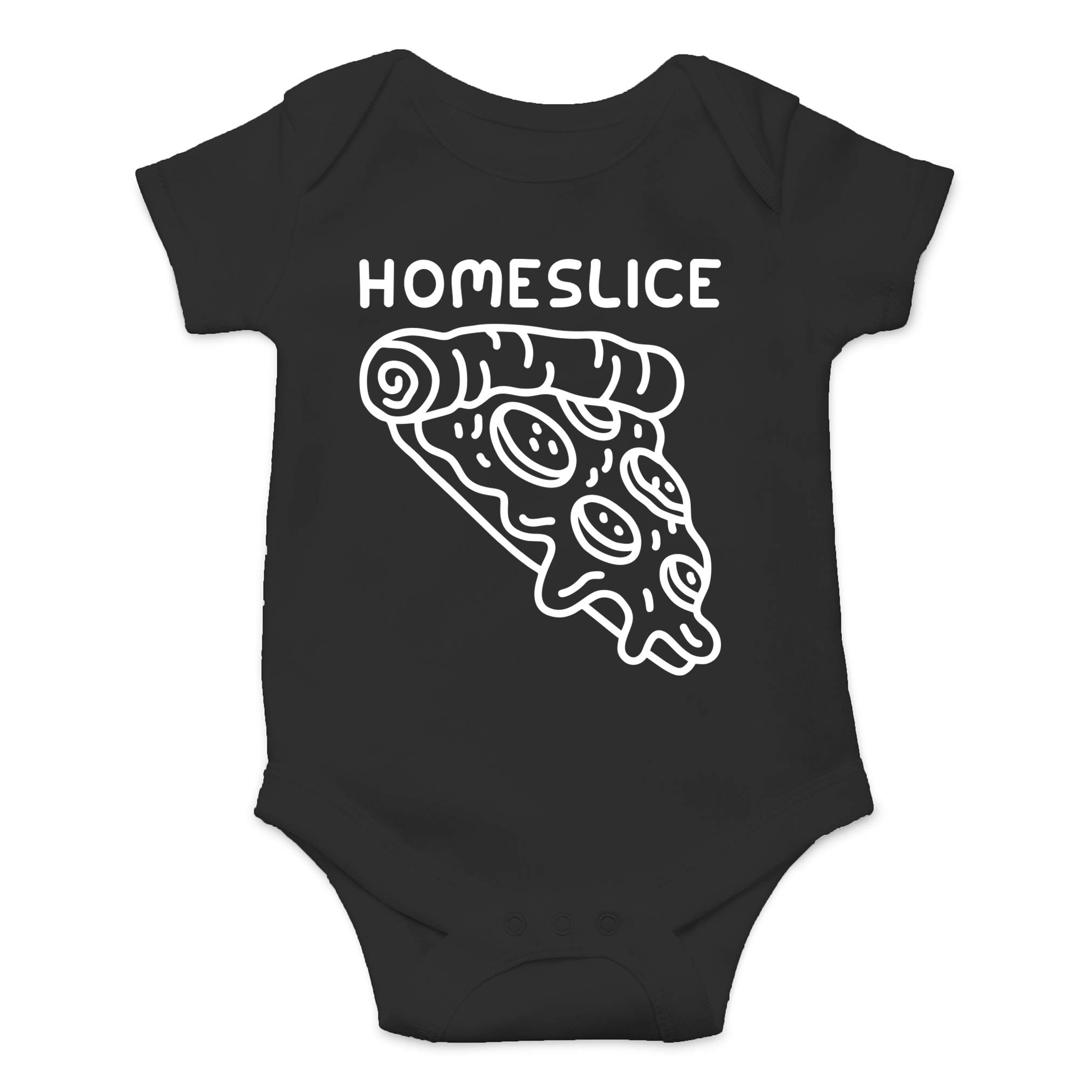 AW Fashions Homeslice - Humorous Hipster Language - Pizza And Food Lovers - Cute One-Piece Infant Baby Bodysuit (12 Months, Black)