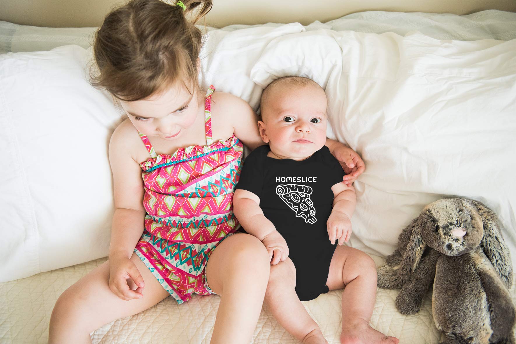 AW Fashions Homeslice - Humorous Hipster Language - Pizza And Food Lovers - Cute One-Piece Infant Baby Bodysuit (12 Months, Black)