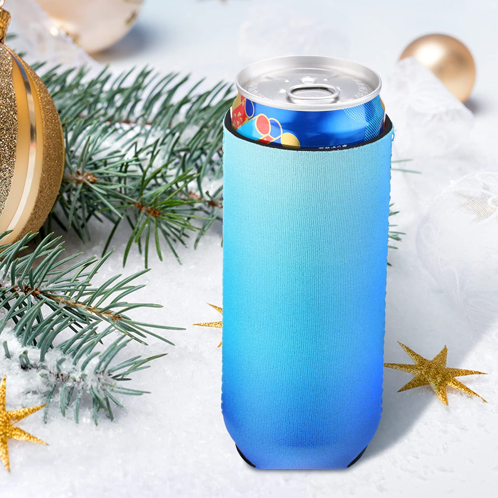 18 Pieces Slim Can Cooler Drink Sleeves Holder Insulated Neoprene Can Sleeves Neoprene Slim Beer Can Sleeves Tall Coffee Cup Sleeve Insulated Sleeves Reusable Cup Cover (12 oz, Gradient)