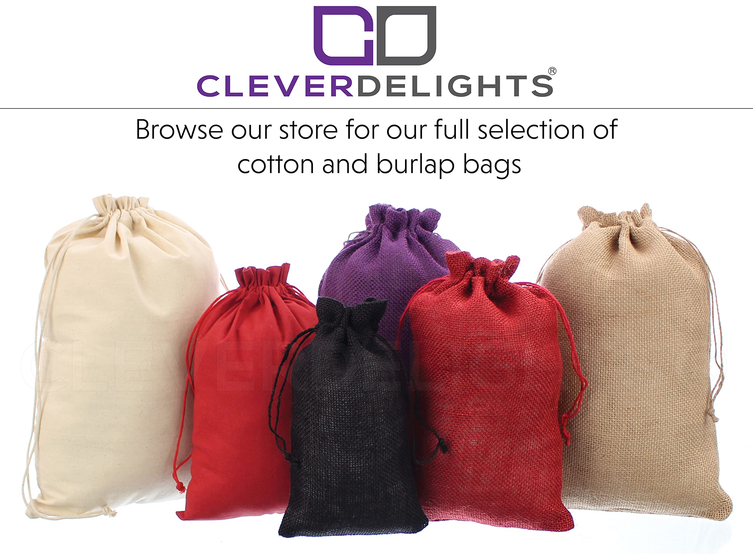 CleverDelights Cotton Bags - 14" x 20" - 10 Pack - Premium Muslin Drawstring Bag