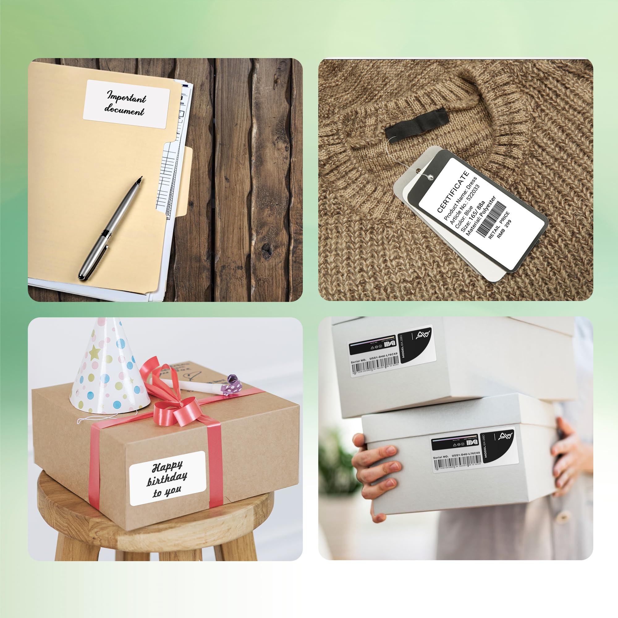 NELKO 4" x 2" 5/16 Direct Thermal Labels, Perforated Shipping Labels, Compatible with NELKO, MUNBYN, Rollo, JADENS, ASprink & iDPRT Printers, BPA & BPS Free, 300 Labels/Roll