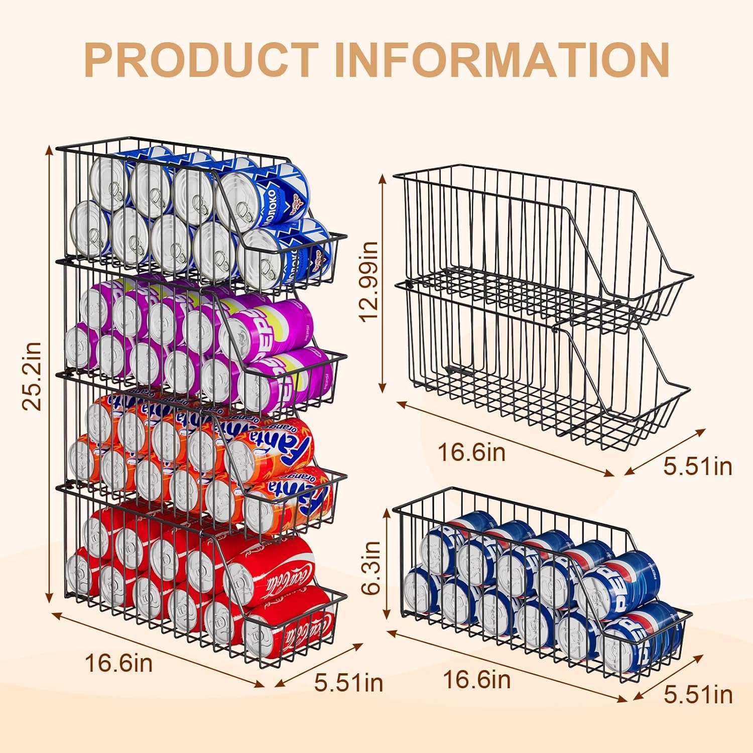 X-cosrack Wall Basket Hanging Basket Storage with 5 S Hooks 3 Label -3Pack, Cabinet Wall Hanging Metal Wire Baskets for Organizing, Extra Large Storage Organization Shelf for Pantry Kitchen Bathroom