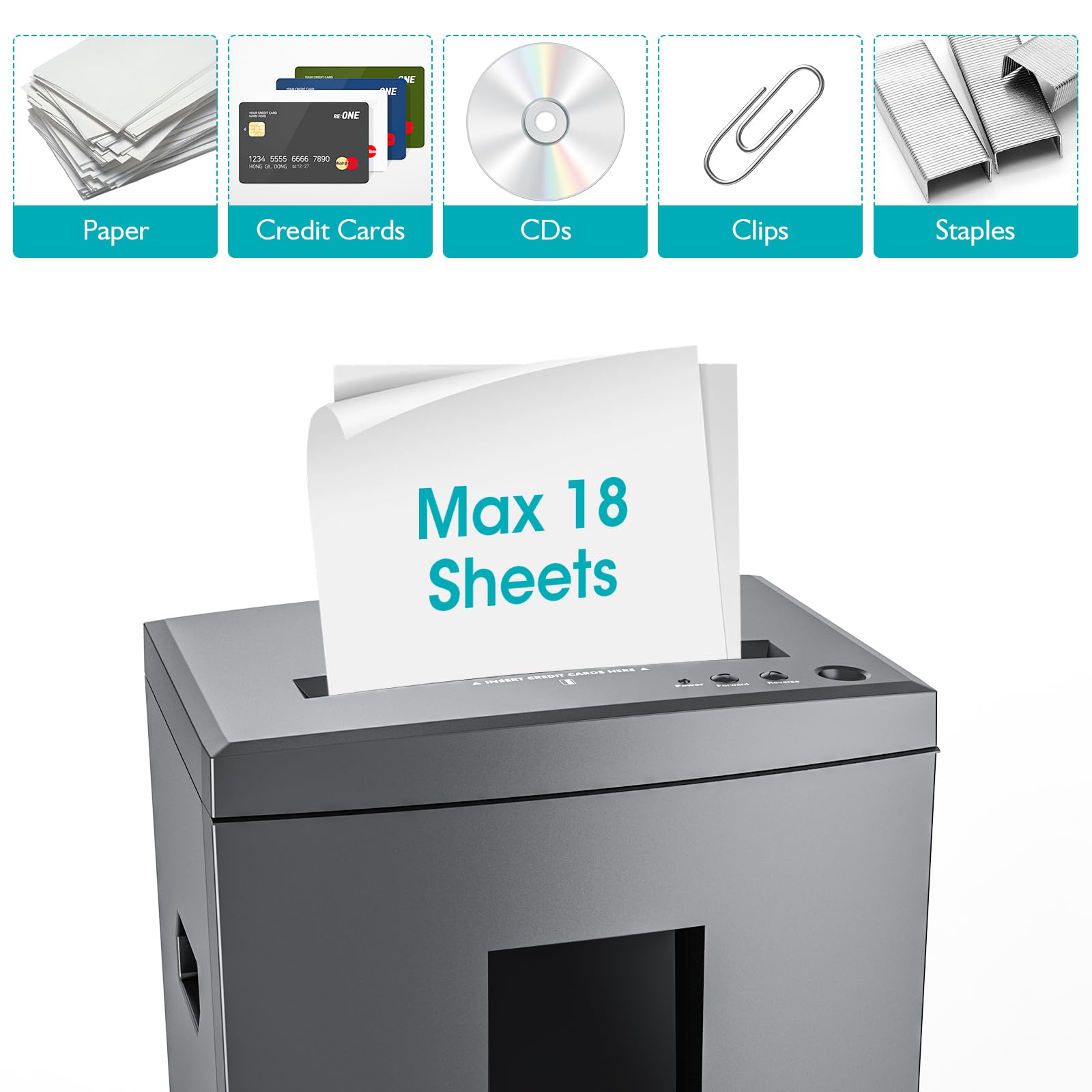 WOLVERINE 18-Sheet 60 Mins Running Time Cross Cut High Security Level P-4 Heavy Duty Paper/CD/Card Ultra Quiet Shredder for Home Office with 6 Gallons Pullout Waste Bin SD9113 (Grey ETL)