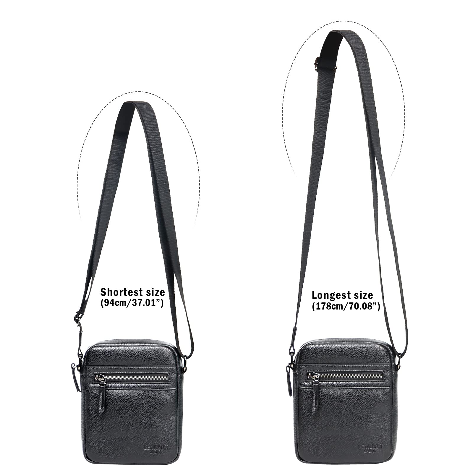 Lemuvlt Crossbody bag for men shoulder bag mens purse satchel leather messenger bag gift man M(Black)…