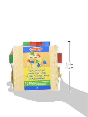 Melissa & Doug Shape Sorting Cube - Classic Wooden Toy With 12 Shapes - Kids Shape Sorter Toys For Toddlers Ages 2+
