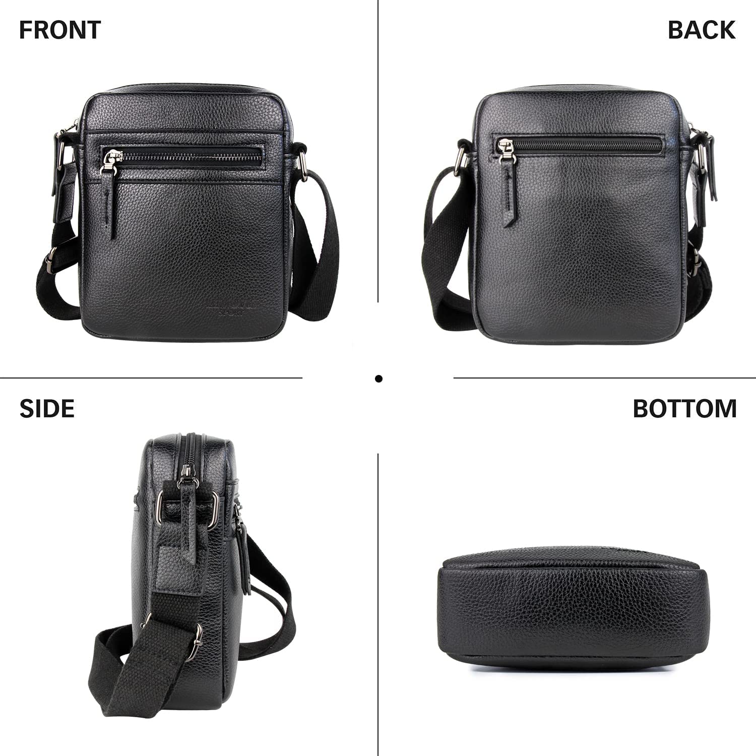 Lemuvlt Crossbody bag for men shoulder bag mens purse satchel leather messenger bag gift man M(Black)…