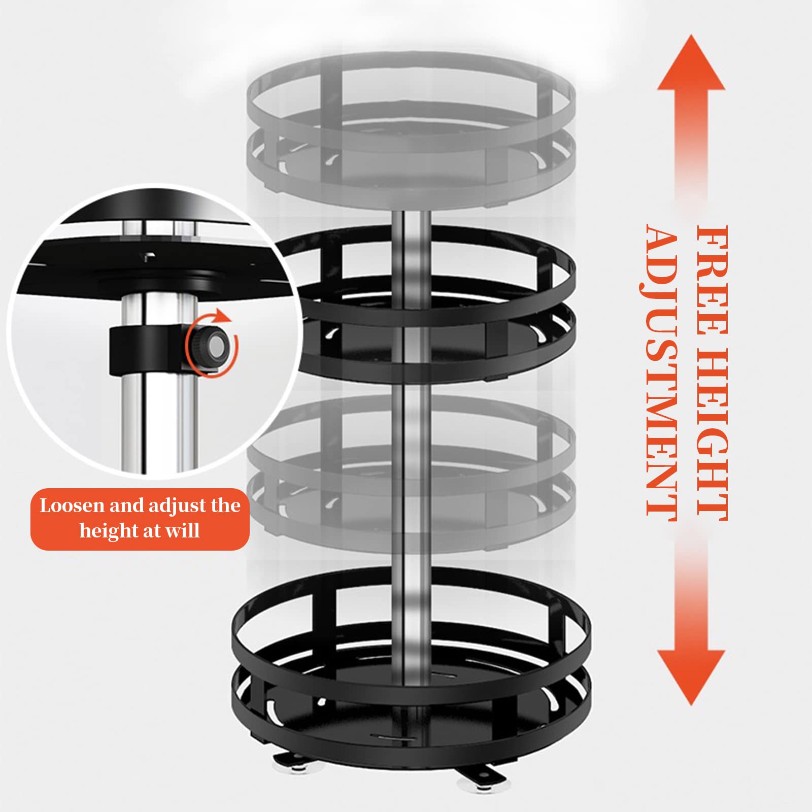 Lazy Susan Cabinet Organizer 17" Black Lacquer Turntable Organizer Rotating Spice Rack Kitchen Storage Cosmetic Makeup Organizer for Pantry, Countertop, Fridge, Dresser, Bathroom
