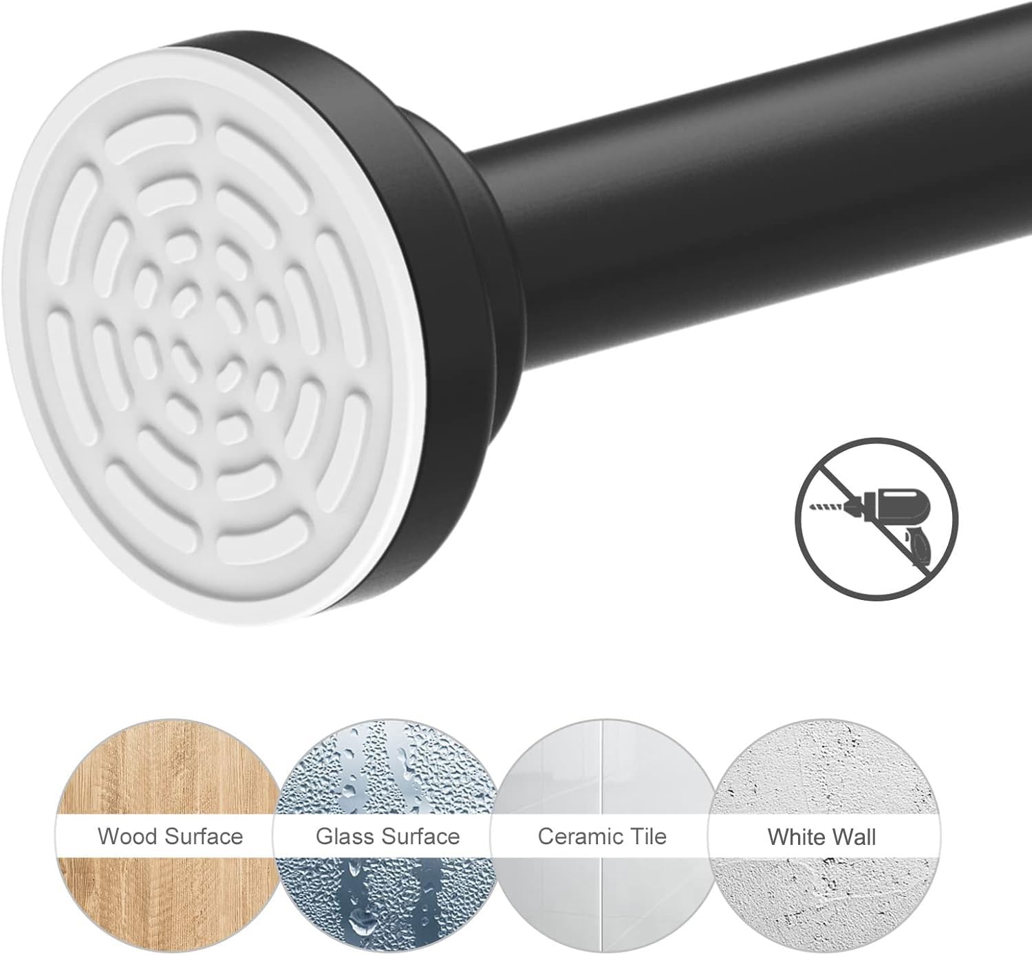 Ausemku Shower Curtain Rod Tension - 40-72 Inch Never Rust Non-Slip Spring Tension Curtain Rod No Drilling Stainless Steel Curtain Rod Use Bathroom Kitchen(Black)