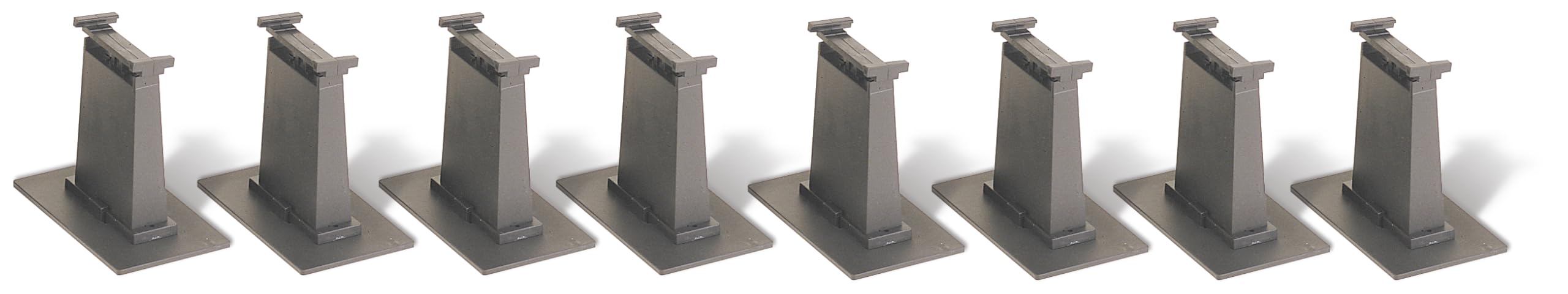 Bachmann Trains - Snap-Fit E-Z TRACK 8 PC. E-Z TRACK TALL PIER SET - NICKEL SILVER Rail With Grey Roadbed - N Scale