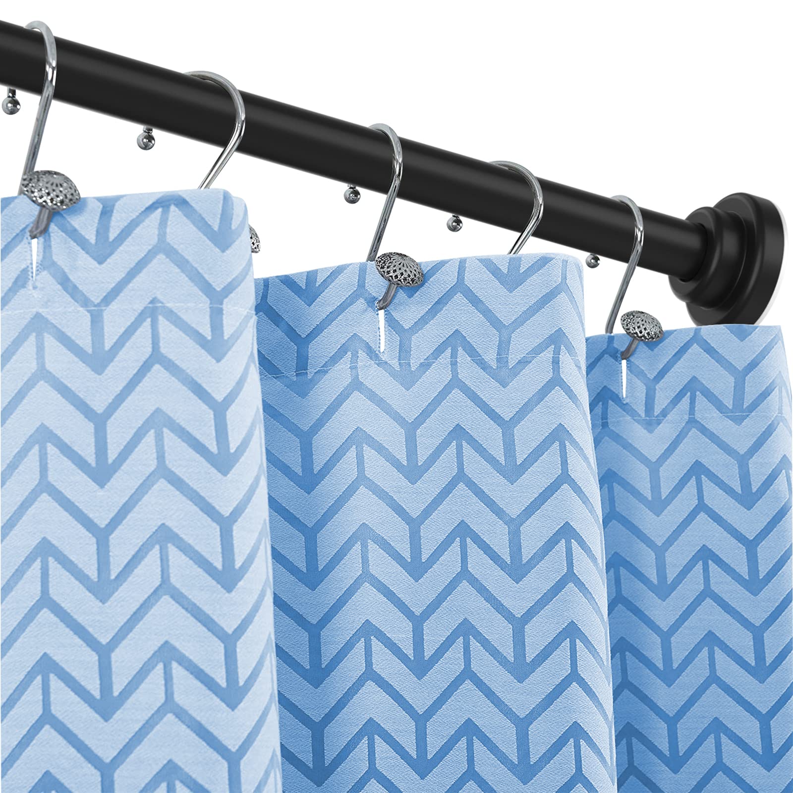 Ausemku Shower Curtain Rod Tension - 40-72 Inch Never Rust Non-Slip Spring Tension Curtain Rod No Drilling Stainless Steel Curtain Rod Use Bathroom Kitchen(Black)