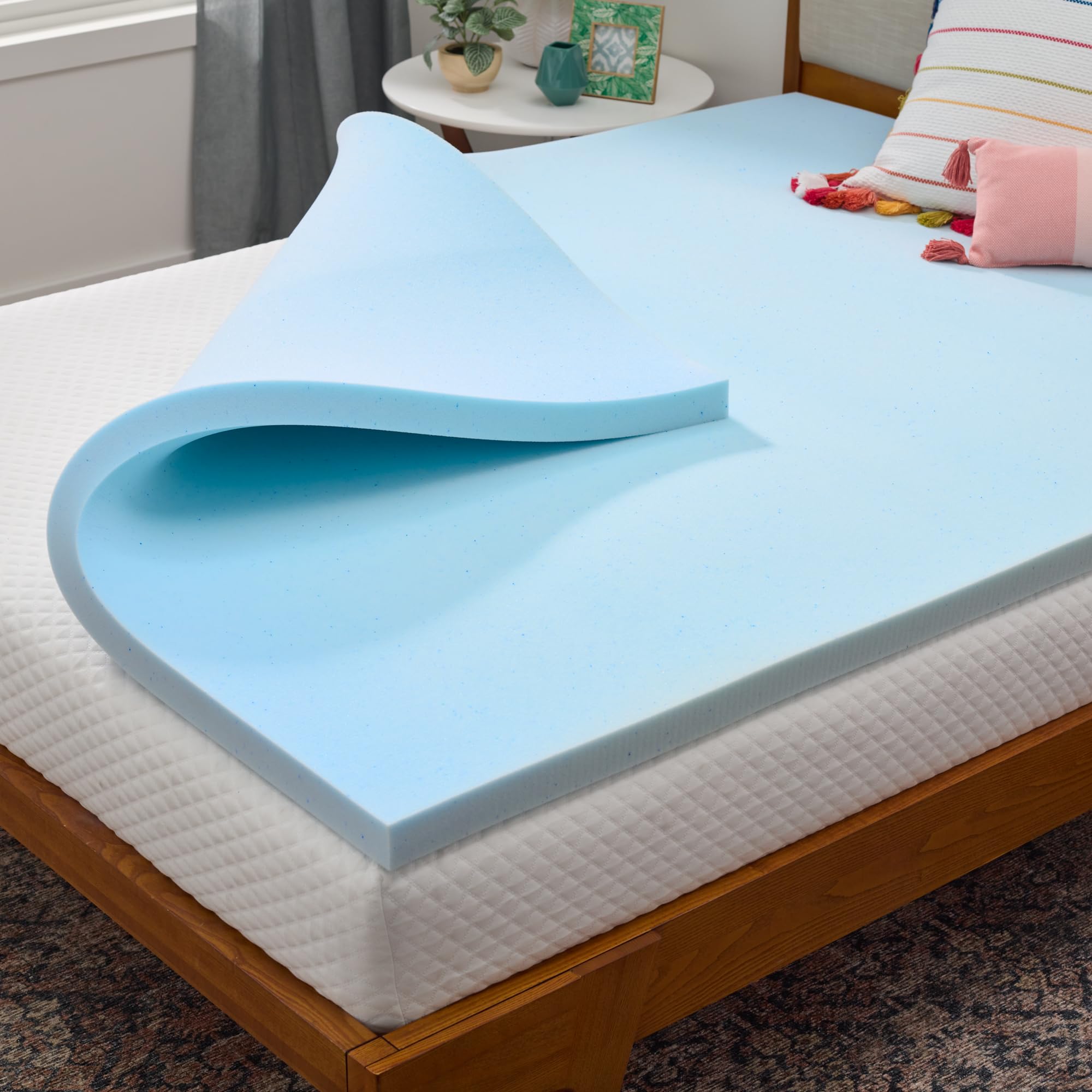 Linenspa 2 Inch Memory Foam Mattress Topper, Gel Infused Twin Mattress Topper, CertiPUR-US Certified