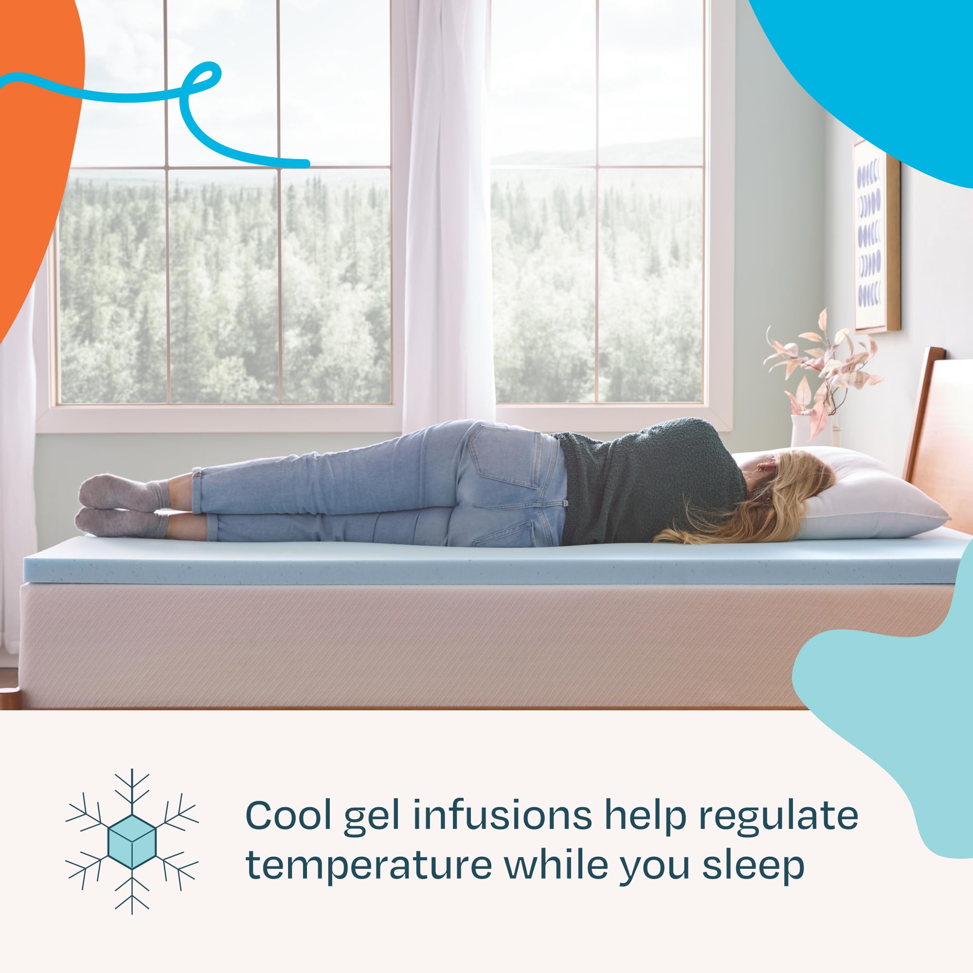 Linenspa 2 Inch Memory Foam Mattress Topper, Gel Infused Twin Mattress Topper, CertiPUR-US Certified
