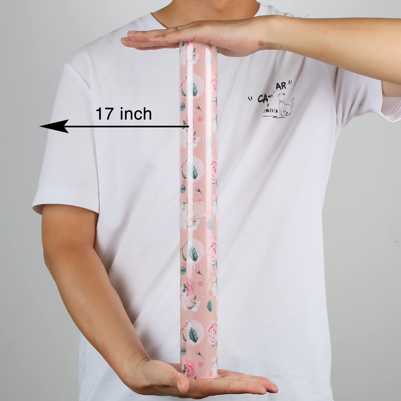 Aimyoo Pink Floral Wrapping Paper Jumbo Roll 17 in x 60 ft, Vintage Flower Gift Wrap for Wedding Bridal Shower Birthday