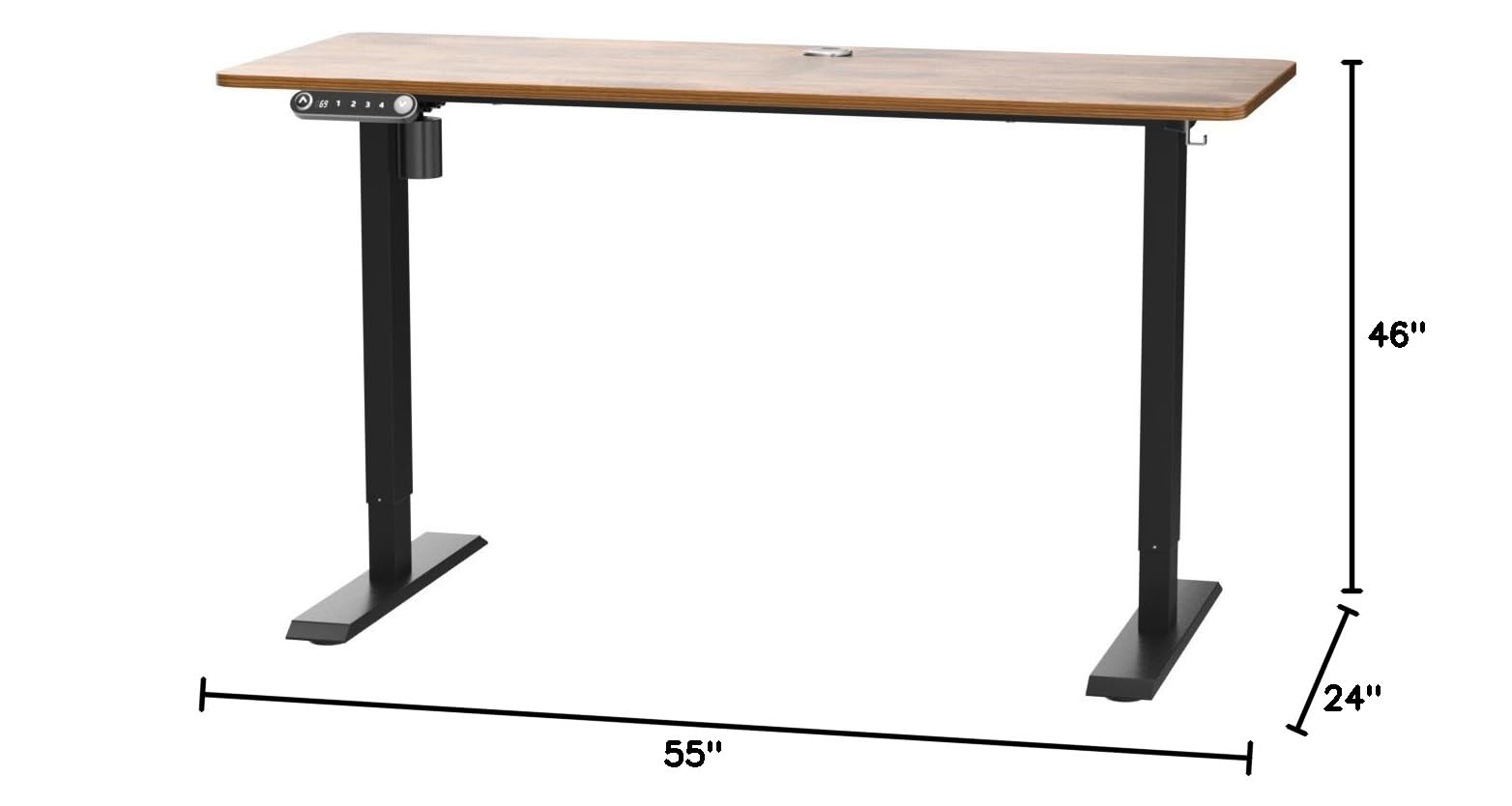 farexon 55 x 24 Inch Electric Standing Desk Adjustable Height, Sit-Stand Desk with Oversized Mouse Pad, Double Crossbeam Structure, Four Preset Heights, 27''-45'' Lifting Range Stand up Desk