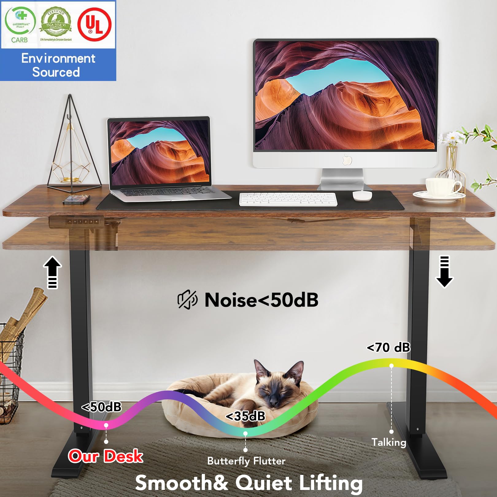 farexon 55 x 24 Inch Electric Standing Desk Adjustable Height, Sit-Stand Desk with Oversized Mouse Pad, Double Crossbeam Structure, Four Preset Heights, 27''-45'' Lifting Range Stand up Desk