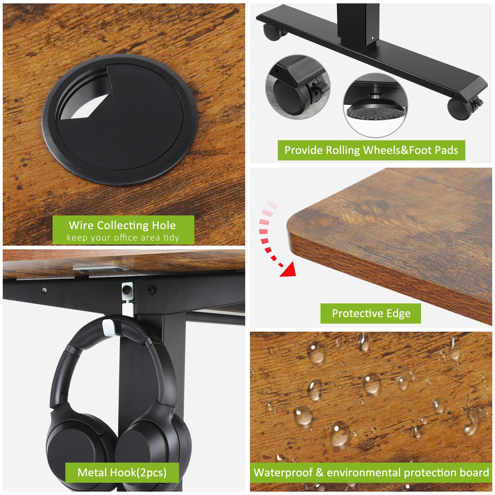 farexon 55 x 24 Inch Electric Standing Desk Adjustable Height, Sit-Stand Desk with Oversized Mouse Pad, Double Crossbeam Structure, Four Preset Heights, 27''-45'' Lifting Range Stand up Desk