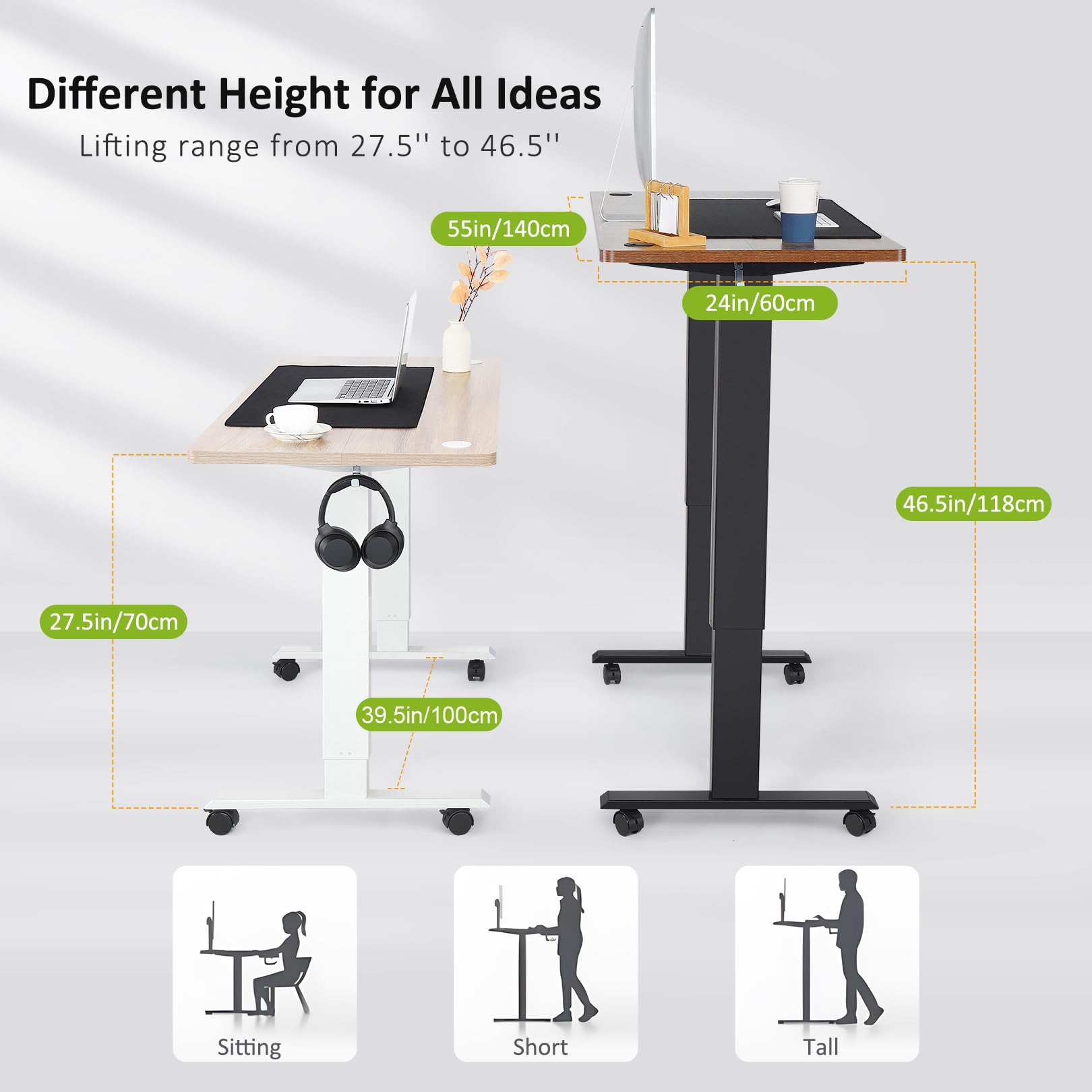 farexon 55 x 24 Inch Electric Standing Desk Adjustable Height, Sit-Stand Desk with Oversized Mouse Pad, Double Crossbeam Structure, Four Preset Heights, 27''-45'' Lifting Range Stand up Desk