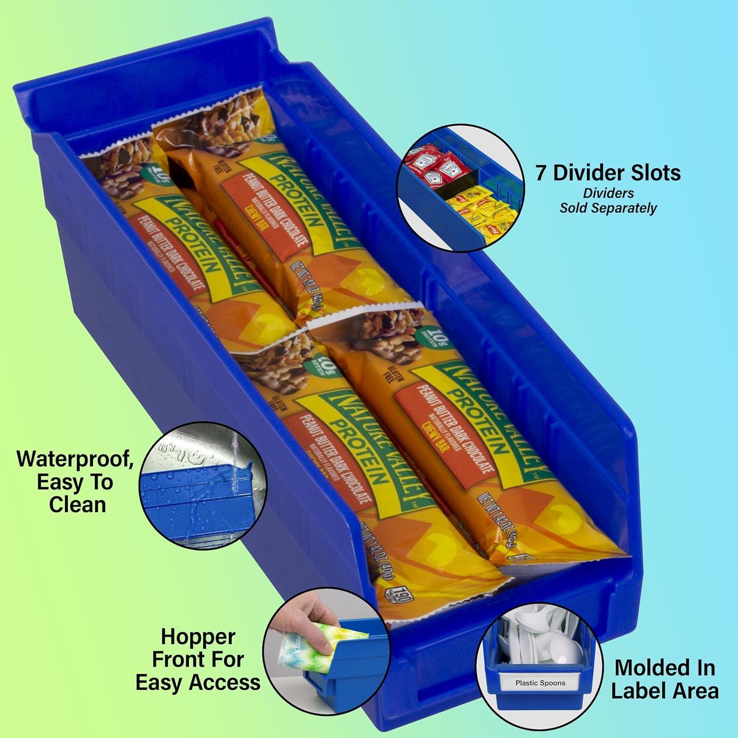 Akro-Mils 30120 Plastic Nesting Shelf Bin Box, (12-Inch x 4-Inch x 4-Inch), Blue, (24-Pack)