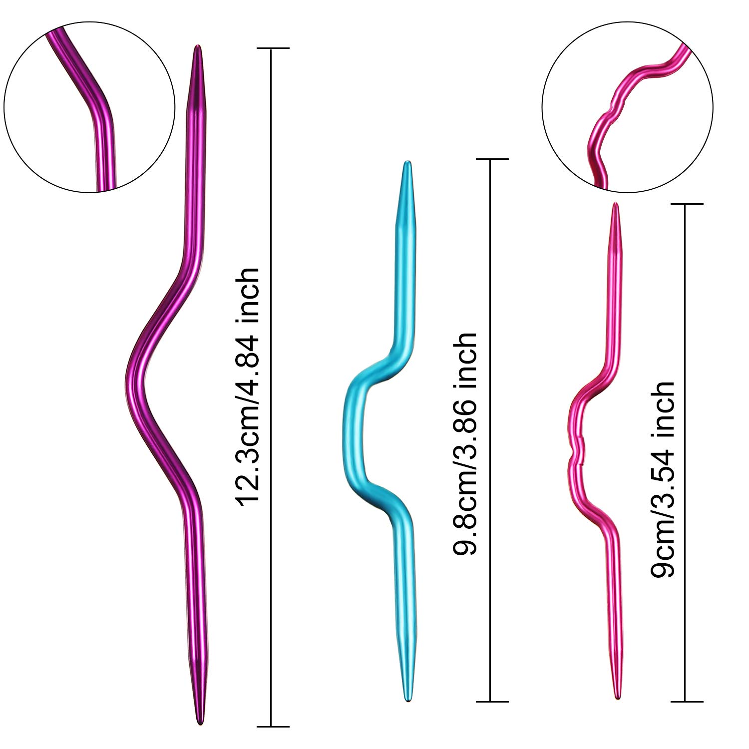 9 Pieces Cable Stitch Holders, Mixed Color Aluminum Cable Needles Stitch Holders, Safety Pin Brooch Weaving Needle Sweater Knitting Tool, Bent Tapestry Needles for Yarn Sewing Knitting