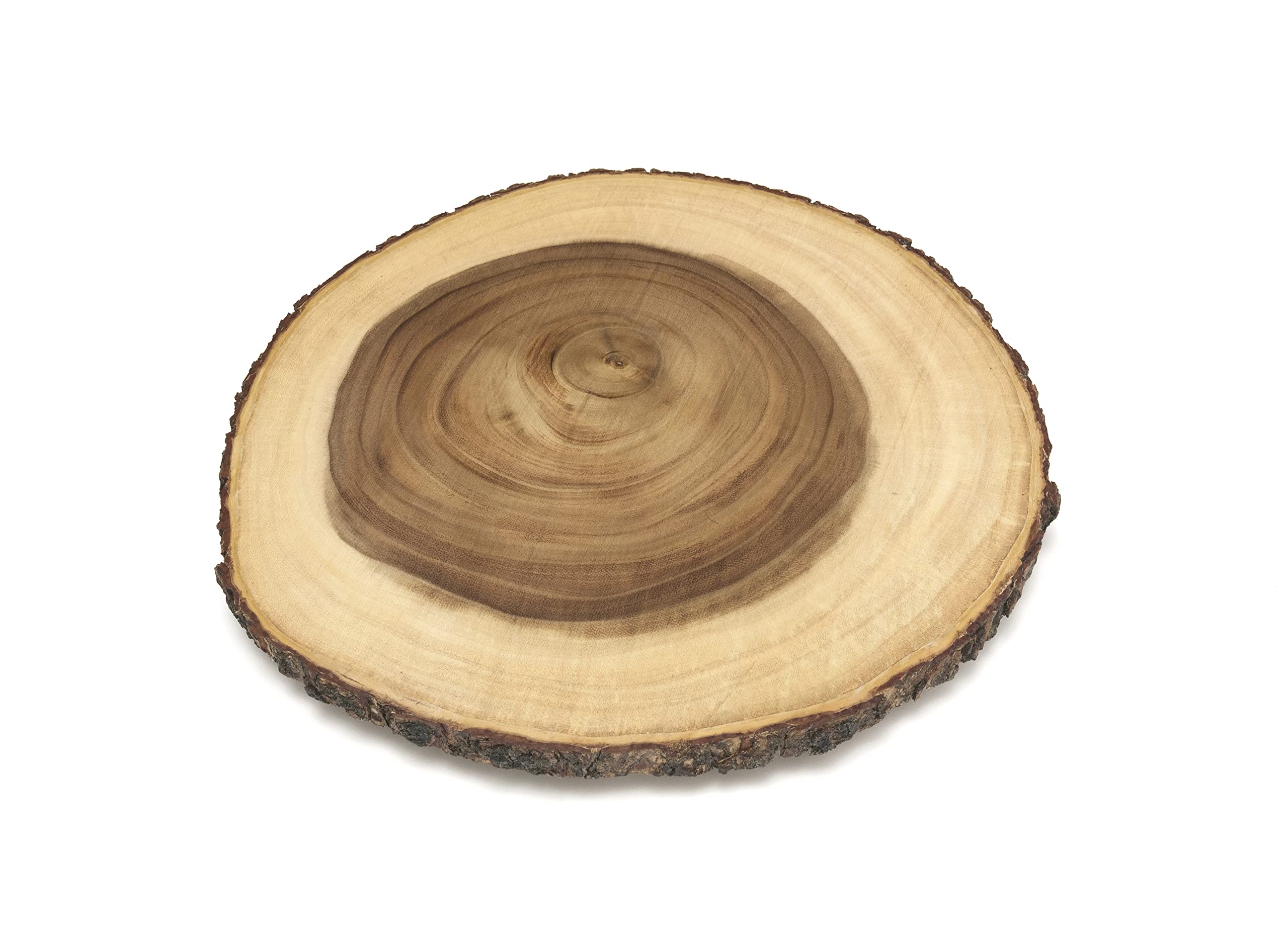 Lipper International Acacia Wood Large Slab Lazy Susan with Bark Rim