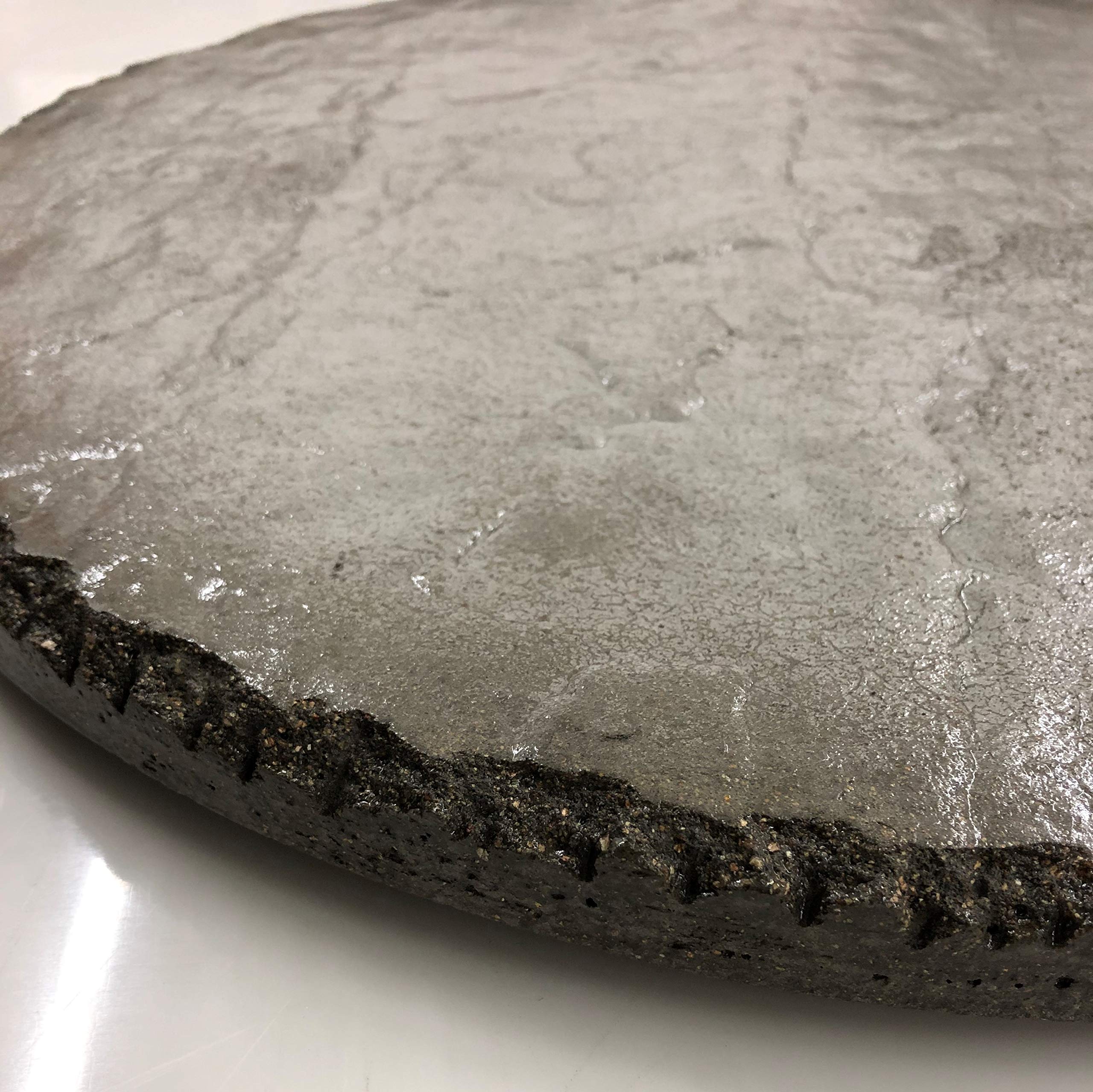 Concrete Resurrection Concrete Cement Lazy Susan Unique, Hand Crafted, Gray, Turntable, 360 Degree Swivel, Made in The USA, Home Decor (Chiseled Edge 15" Diameter)