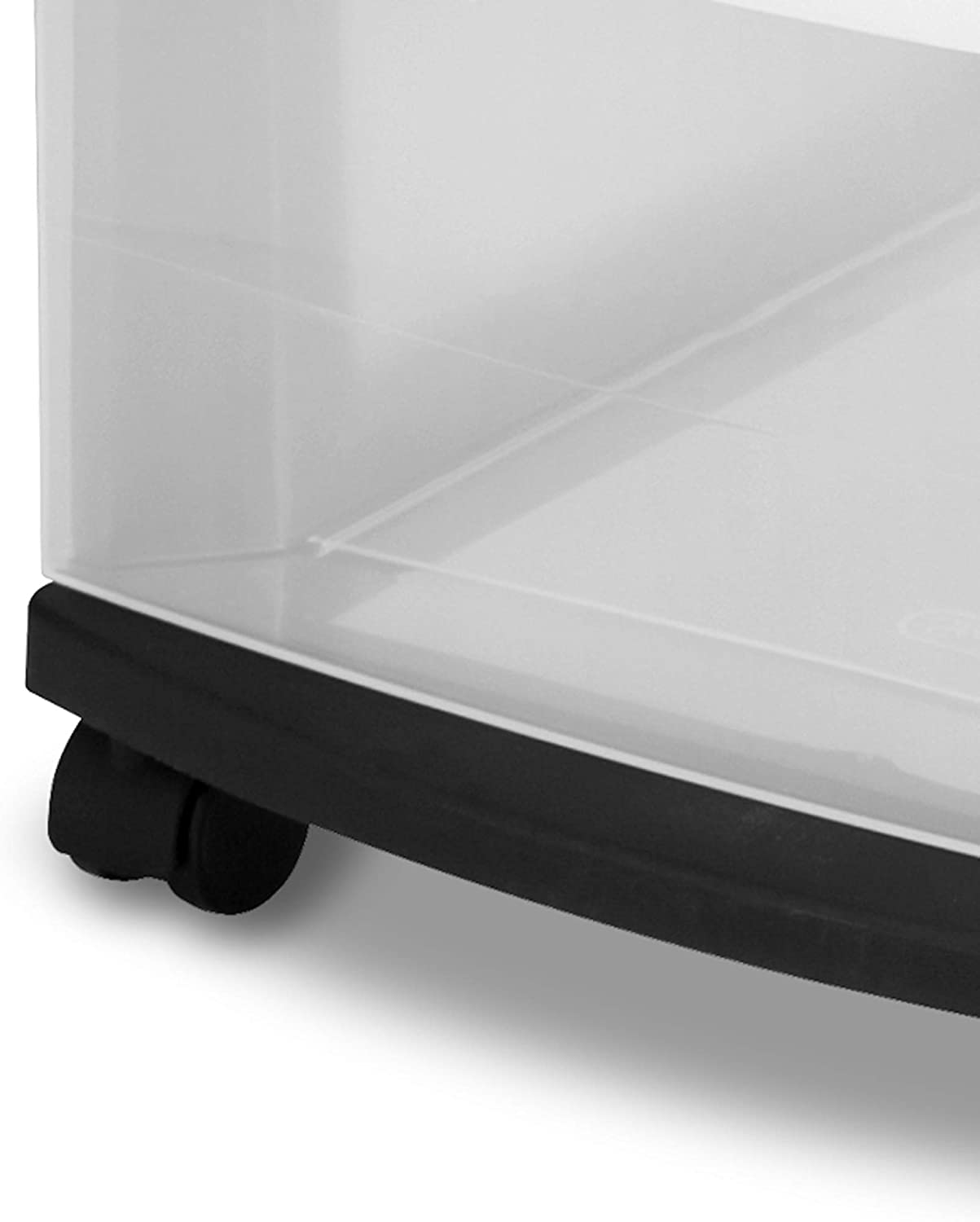 Generic Plastic Storage Drawer Cart, Medium Home Organization Storage Container with 3 Large Drawers w/Removeable Wheels, Black Frame with Clear Drawers and Black Casters, Set of 2 (Black)