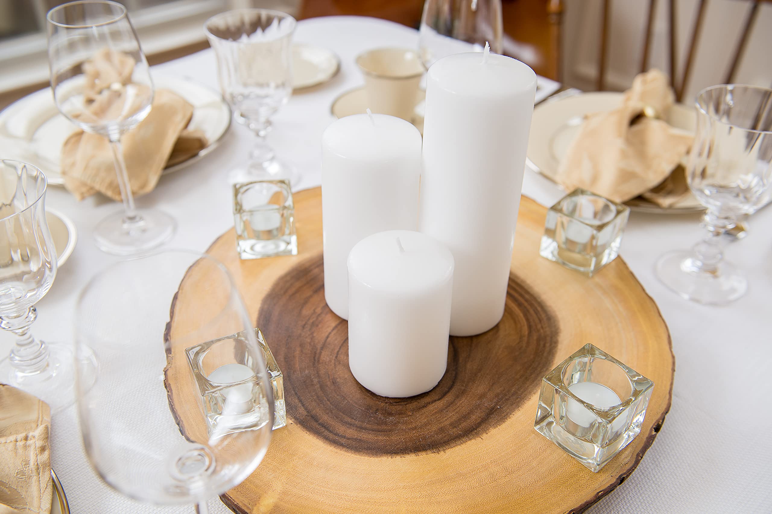 Lipper International Acacia Wood Large Slab Lazy Susan with Bark Rim