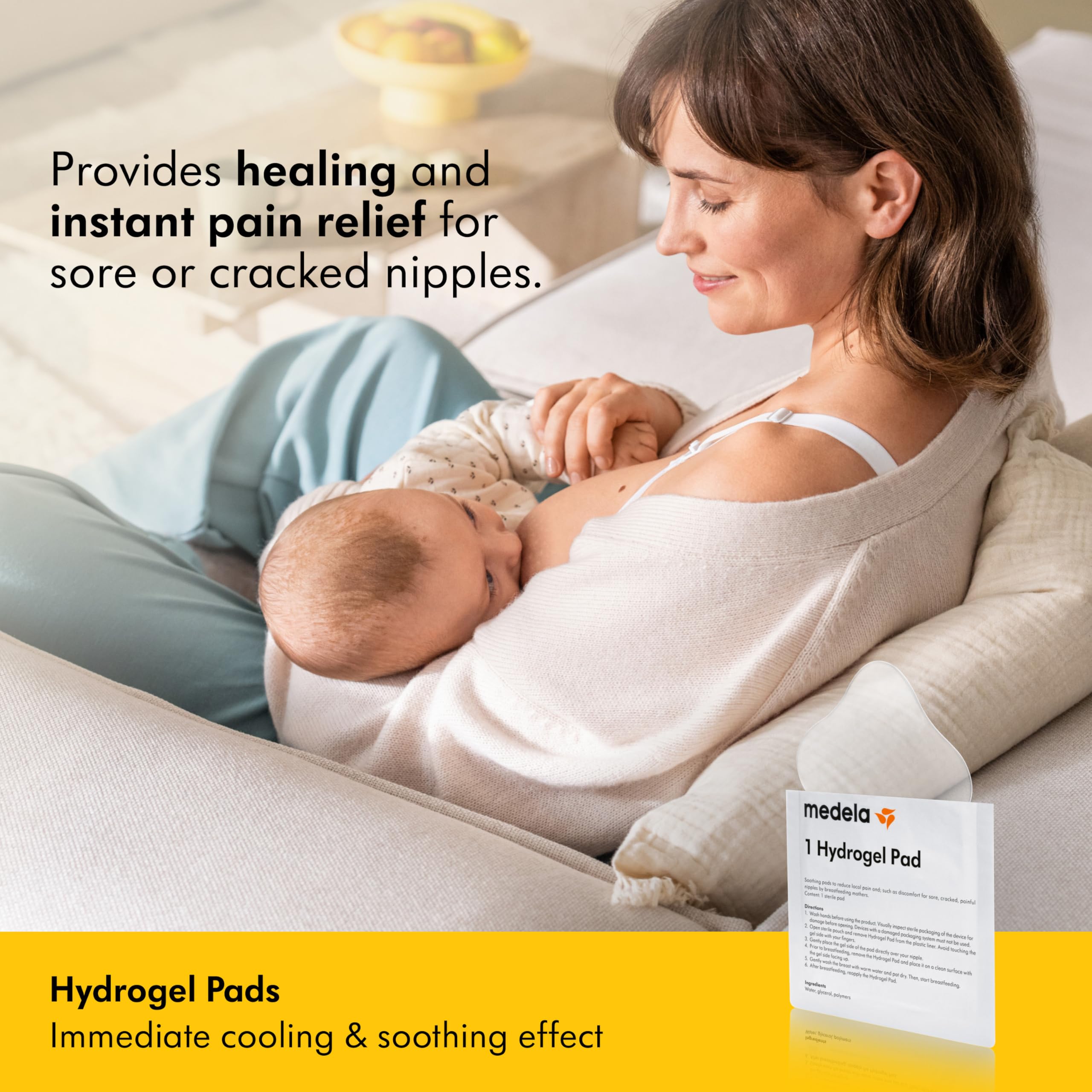 Medela Soothing Gel Pads for Breastfeeding, 4 Count Pack, Tender Care HydroGel Reusable Pads, Cooling Relief for Sore Nipples from Pumping or Nursing