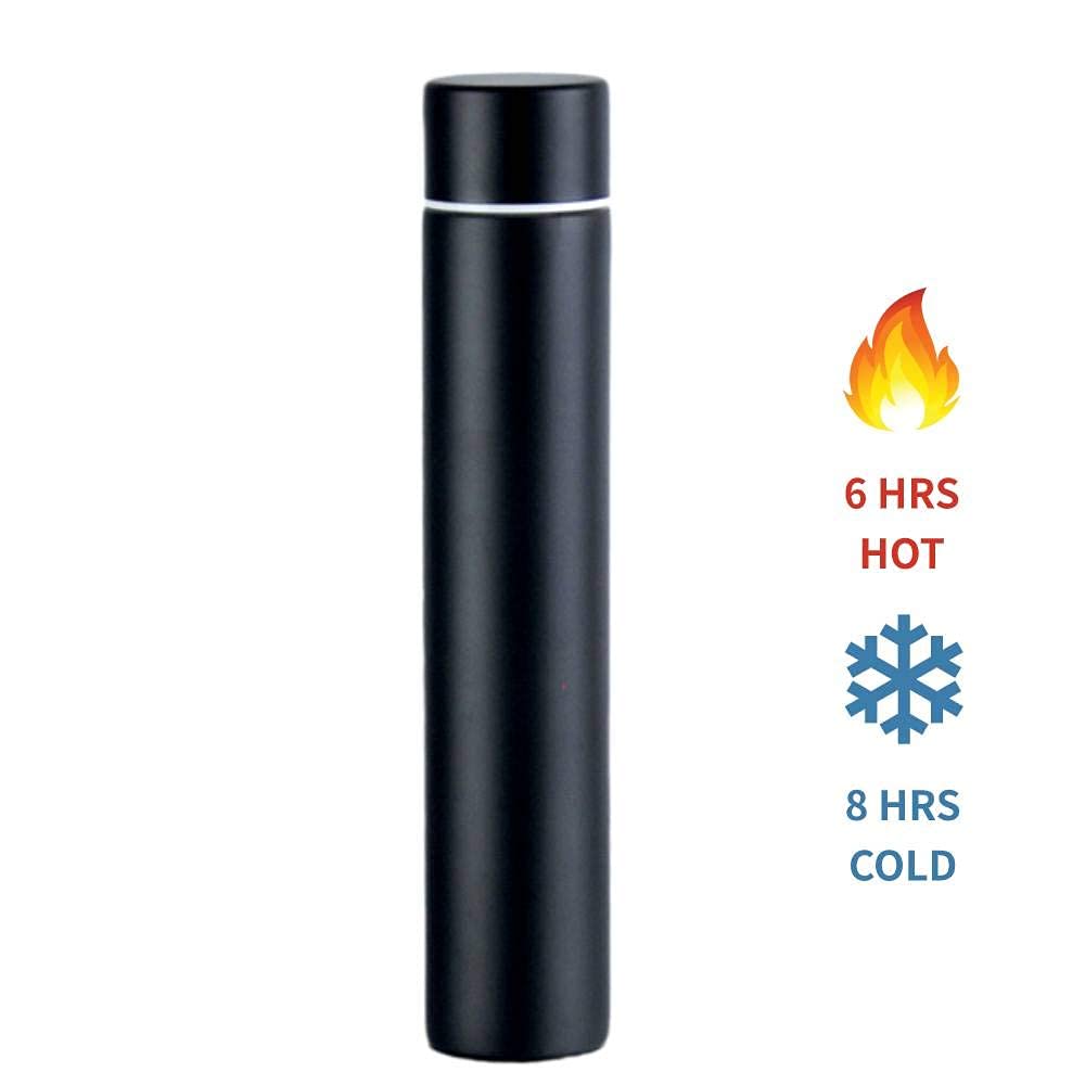 Stainless Steel Tumbler, Insulated Water Bottle, Slim, Skinny, Leakproof, 8oz, Black¡