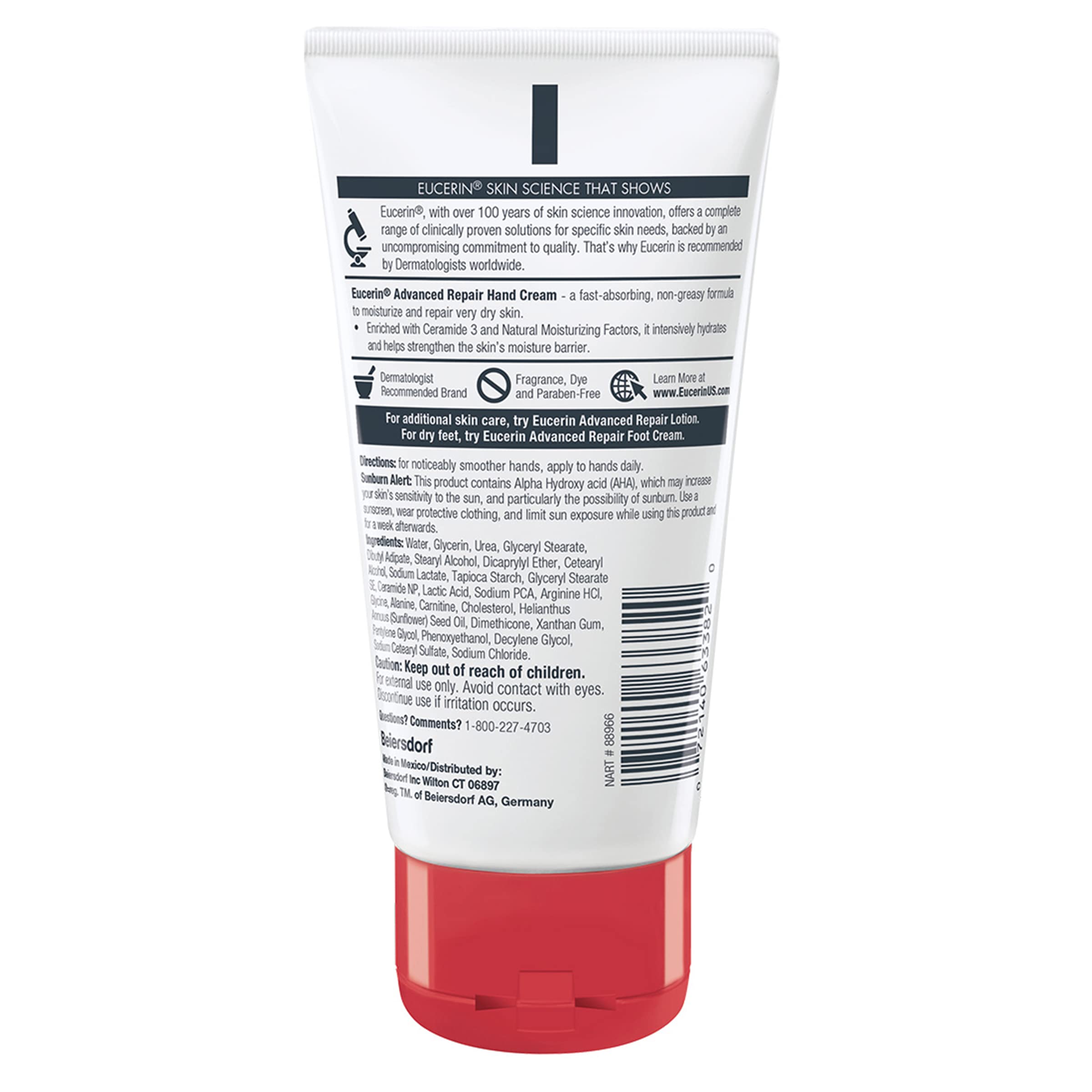 Eucerin Advanced Repair Hand Cream - Fragrance Free, Hand Lotion for Very Dry Skin - 2.7 Ounce (Pack of 3)