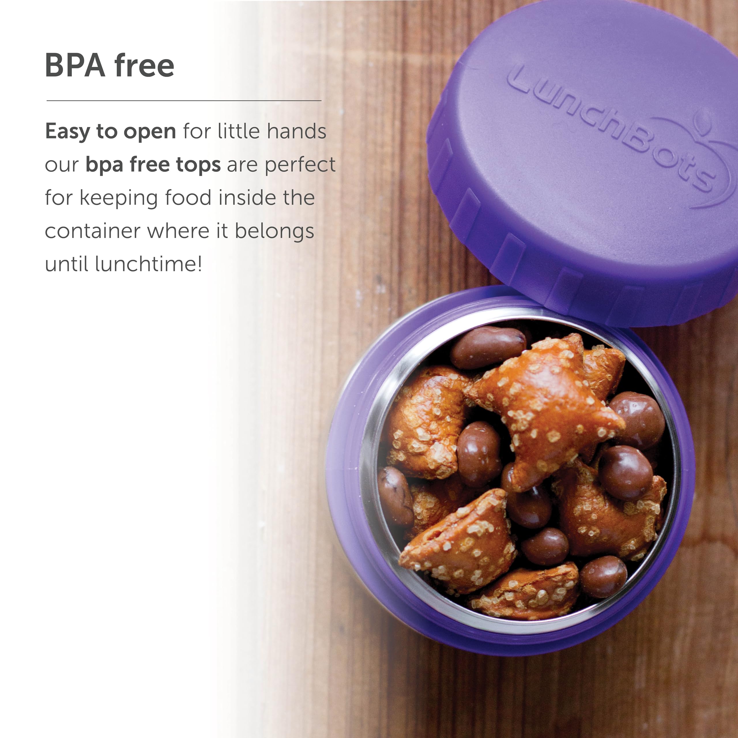 LunchBots Rounds Leak Proof 4 oz. Stainless Snack Container Jar, Set of 2, Blue Lid