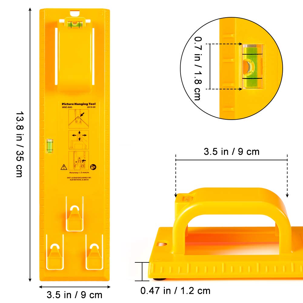 Picture Hanging Tool with Level Easy Frame Picture Hanger Wall Hanging Kit (Yellow Hanging Tool)