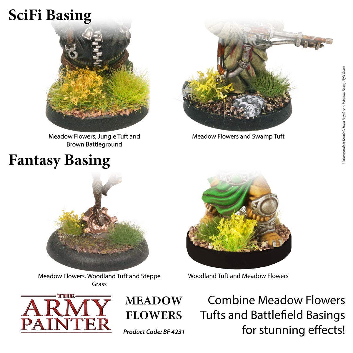 The Army Painter Battlefields, XP - Meadow Flowers Tuft Terrain Model Kit for Miniature Bases and Dioramas - 77 Pcs, 3 Sizes