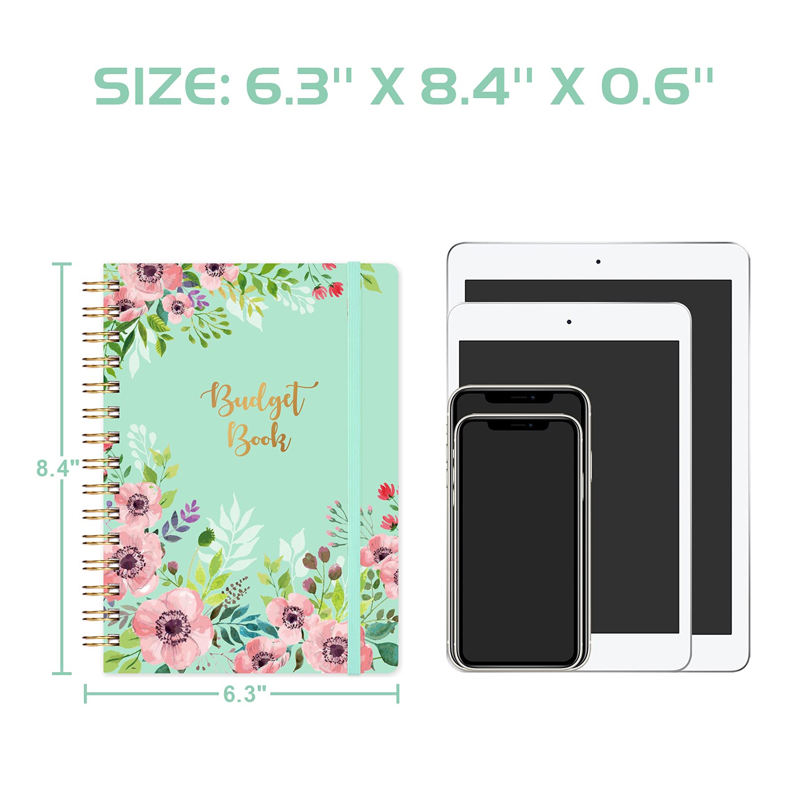 Budget Planner - Budget Book, Undated Monthly Bill Organizer with Pockets, 8.3" x 6.2", Expense Tracker Notebook, Budgeting Journal and Financial Planner/Book, Thick Paper Twin-Wire Binding