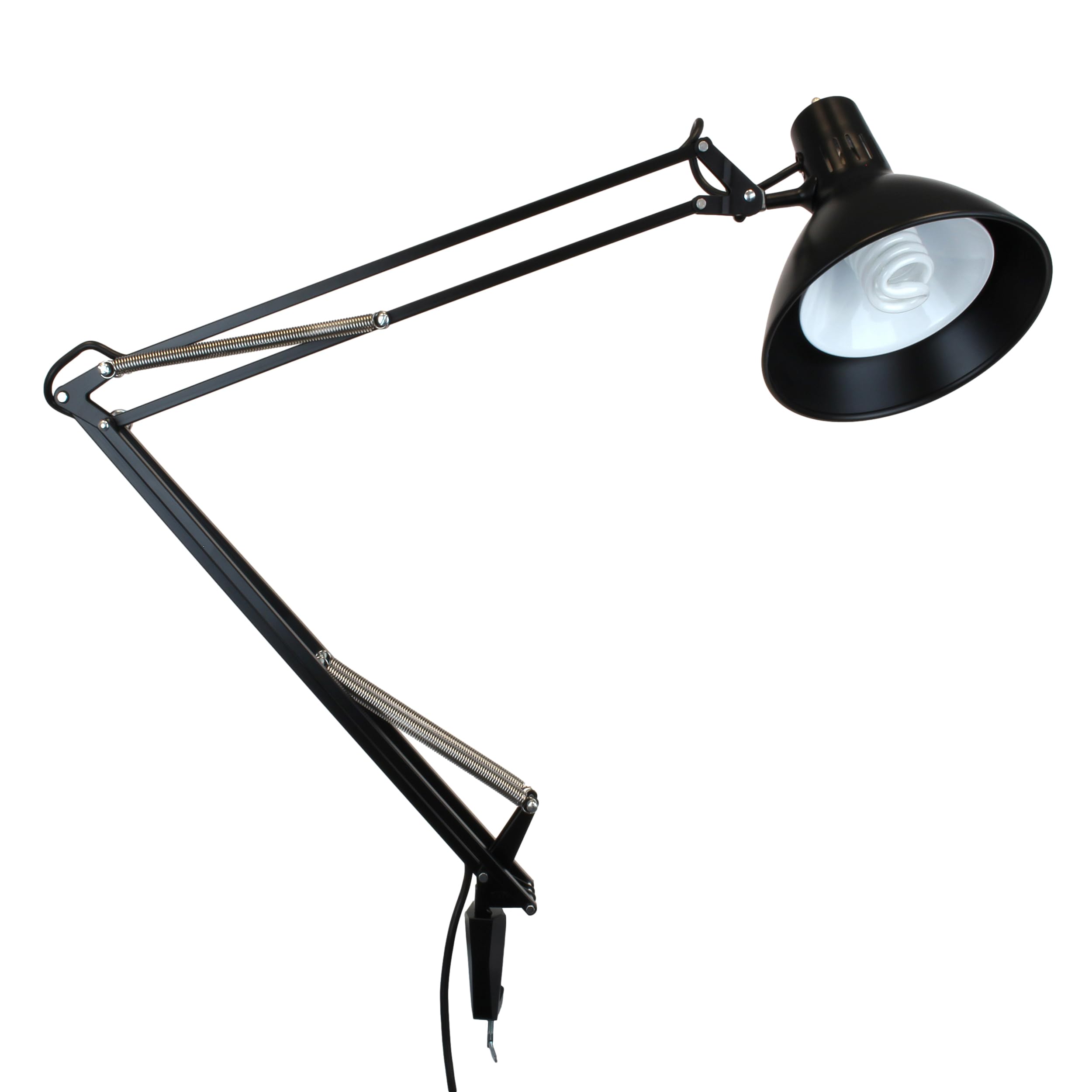 Luxo LS1ABK LS 23W CFL Task Light, 45" Powder-Coated Arm with External Springs, Edge Clamp, Black