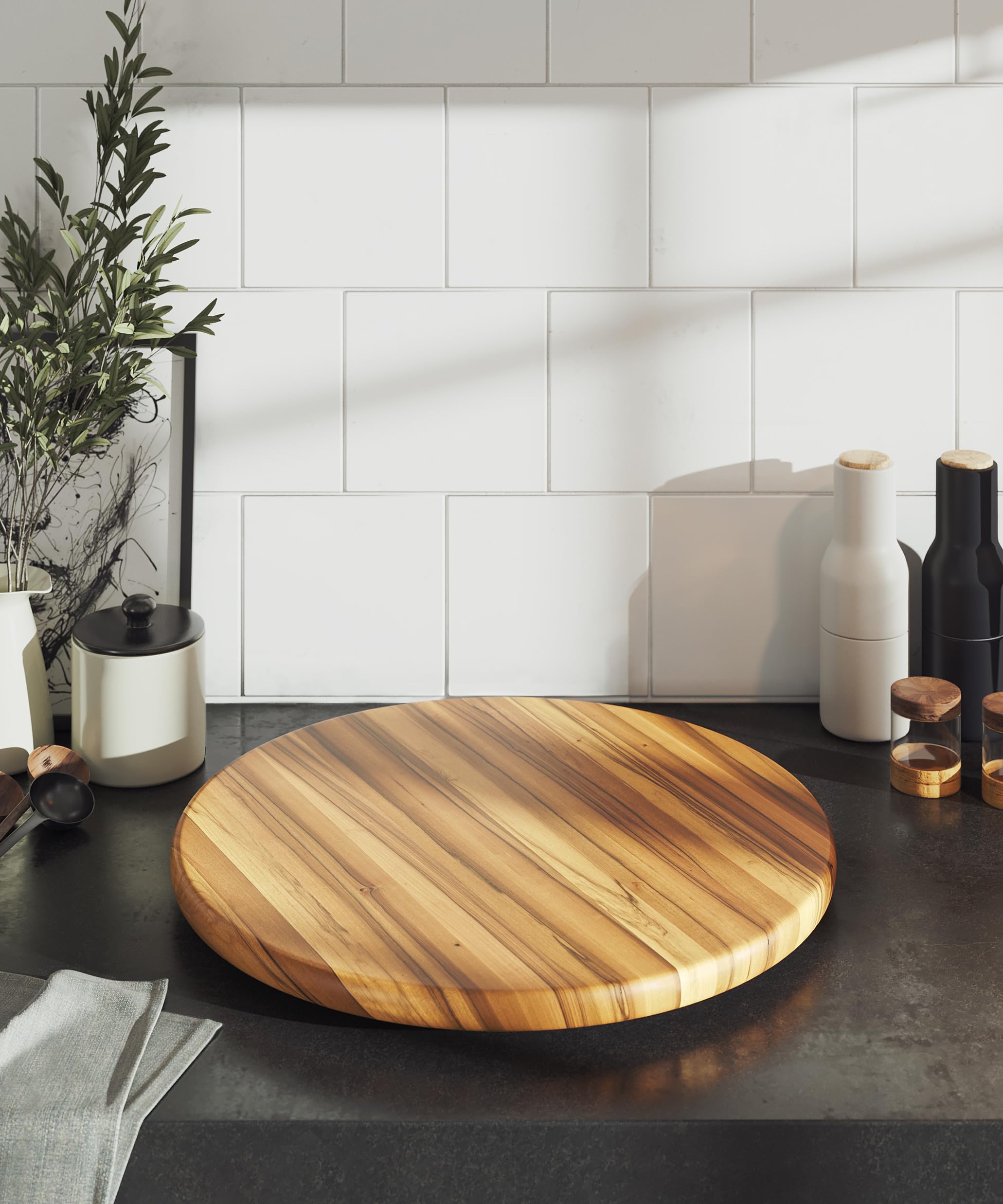 Lipper International Acacia Wood 18-Inch Lazy Susan Kitchen Turntable