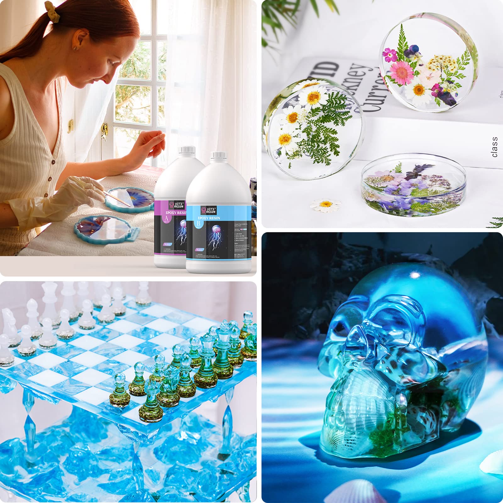 LET'S RESIN Epoxy Resin Kit, 2 Gallon Epoxy Resin for Deep Pour,Bubble Free & Crystal Clear Casting Resin,Fast Curing Resin for Table Top, Countertop, River Table, Wood, Jewelry Making,Art,Craft