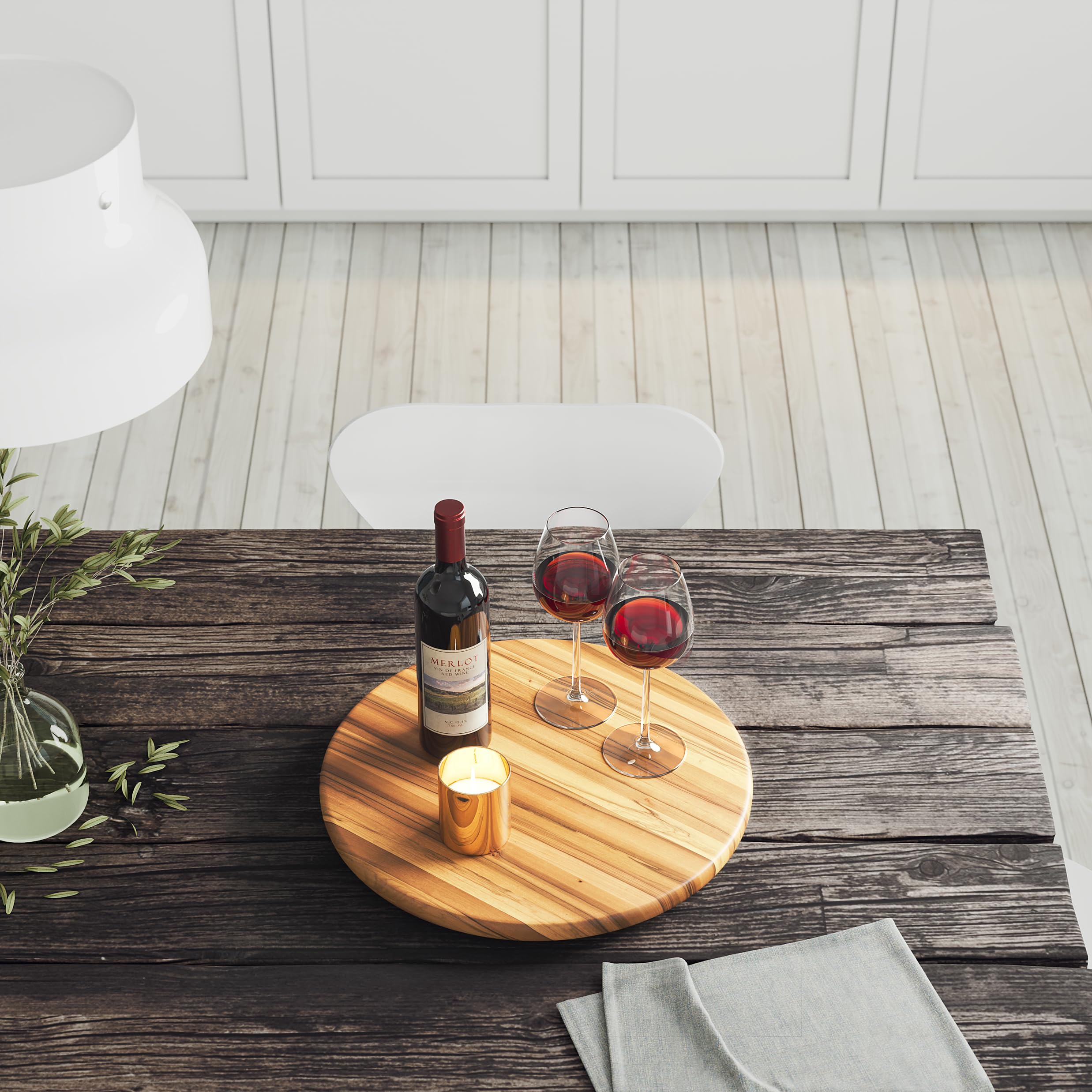 Lipper International Acacia Wood 18-Inch Lazy Susan Kitchen Turntable
