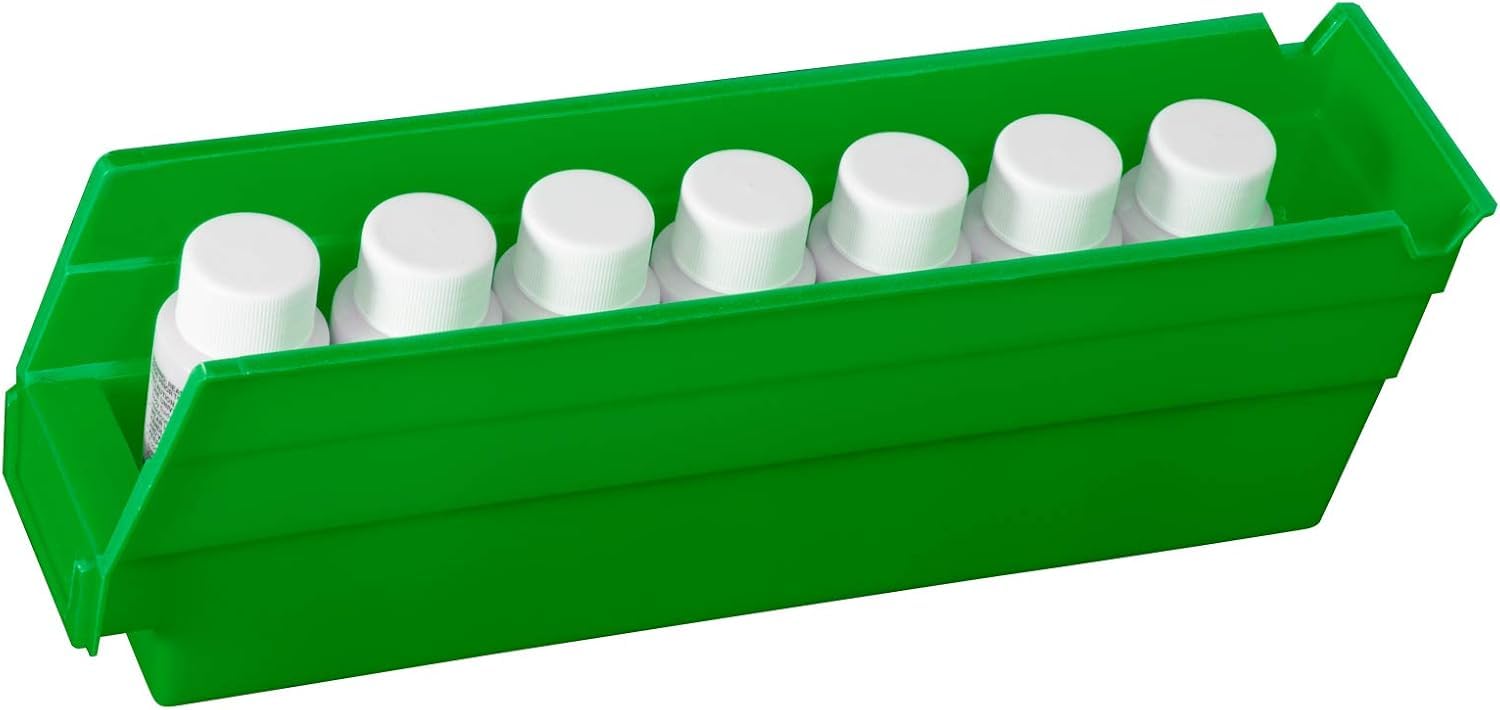 Akro-Mils 30110 Plastic Nesting Shelf Bin Box, (12-Inch x 3-Inch x 4-Inch), Green, (24-Pack)