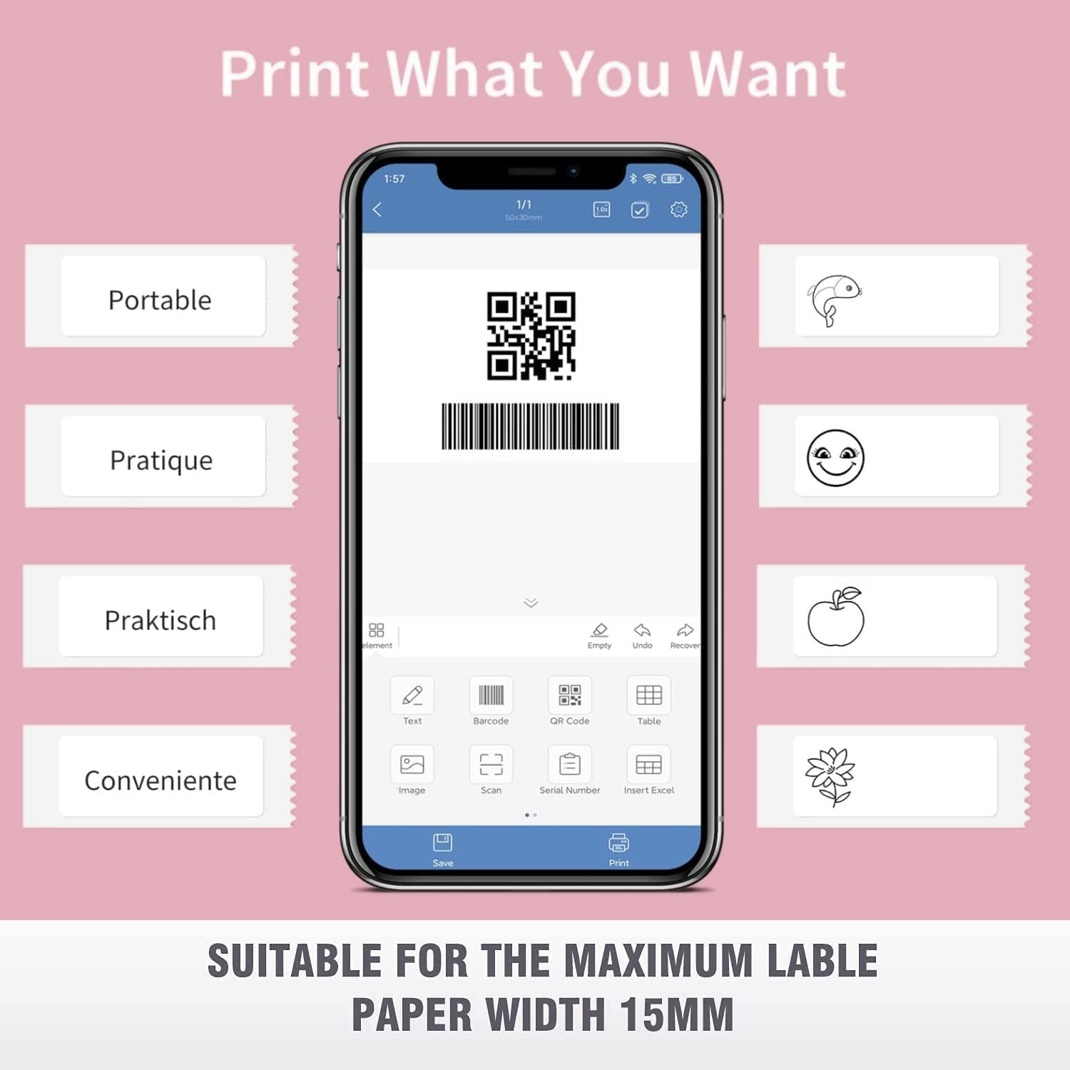 NIIMBOT Label Maker Machine with Tape D11 Portable Wireless Connection Label Printer Portable Wireless Mini Label Printer for Home Office Business Supplies