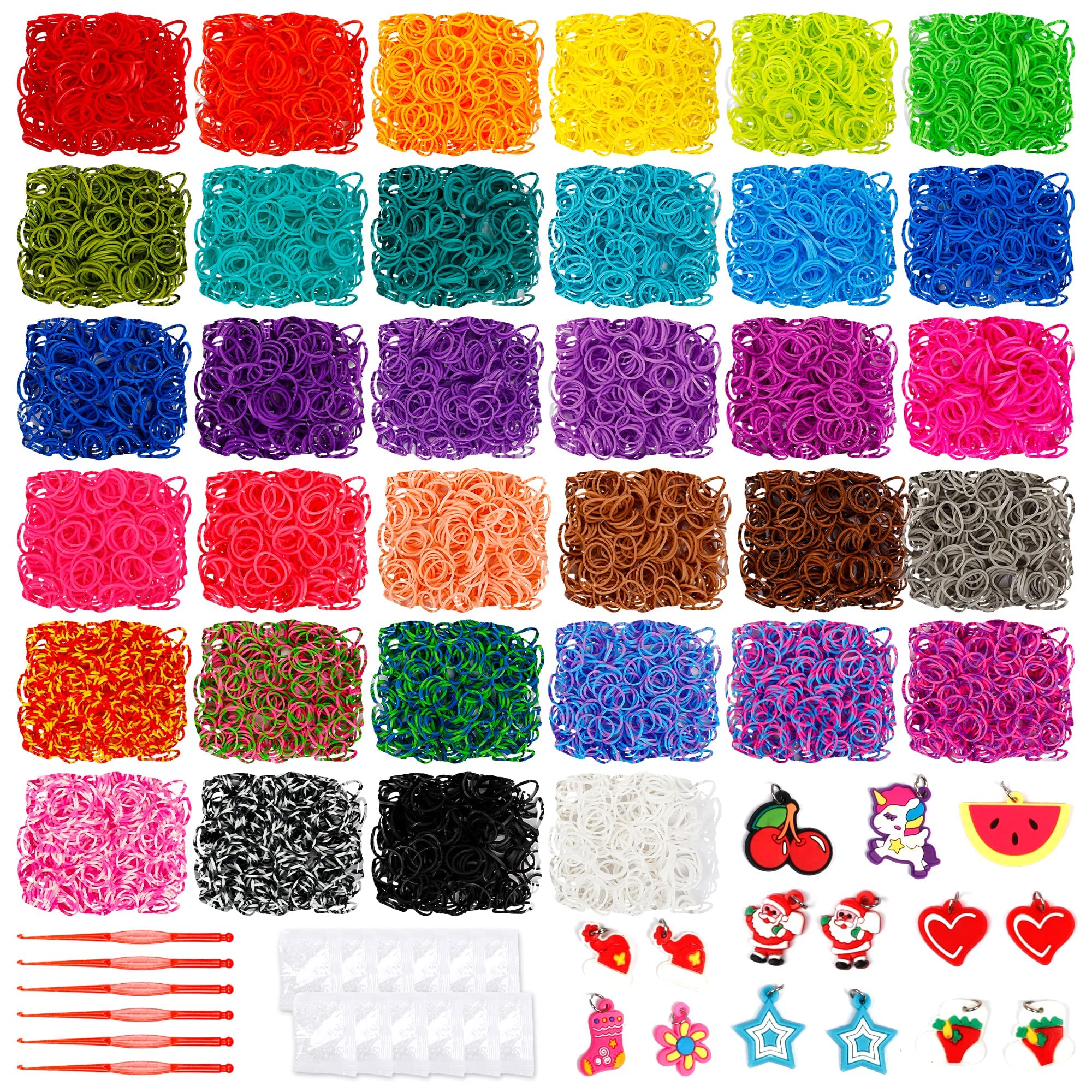 17160+ Loom Rubber Bands Refill Kit in 34 Color with 600 Clips,6 Hooks,1 Instruction, Premium Bracelet Making Kit for Kids Weaving DIY Crafting Gift