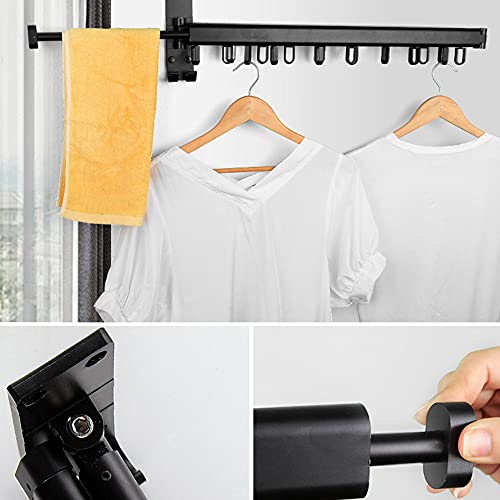 XuuSHA Wall Mounted Retracting Hanging Clothing Drying Ra Wall Mount-Folding Drying Rack, Clothes Storage Rack, Indoor Outdoor Drying Rack Telescopic Clothes, (Color : Black One Shot)