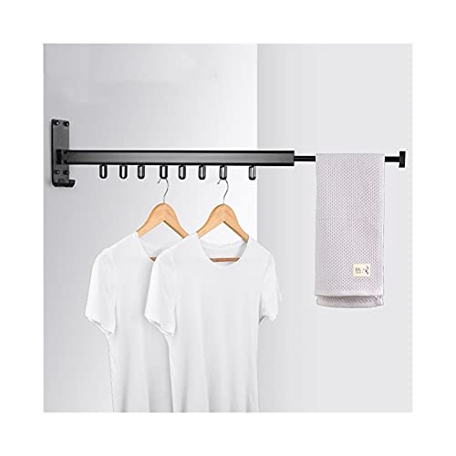 XuuSHA Wall Mounted Retracting Hanging Clothing Drying Ra Wall Mount-Folding Drying Rack, Clothes Storage Rack, Indoor Outdoor Drying Rack Telescopic Clothes, (Color : Black One Shot)