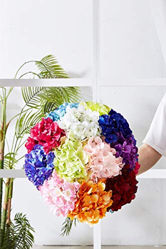 KISLOHUM Hydrangea Silk Flower White 10 Heads Artificial Hydrangea Silk Flowers Head for Wedding Centerpieces Bouquets DIY Floral Decor Home Decoration with Long Stems - White