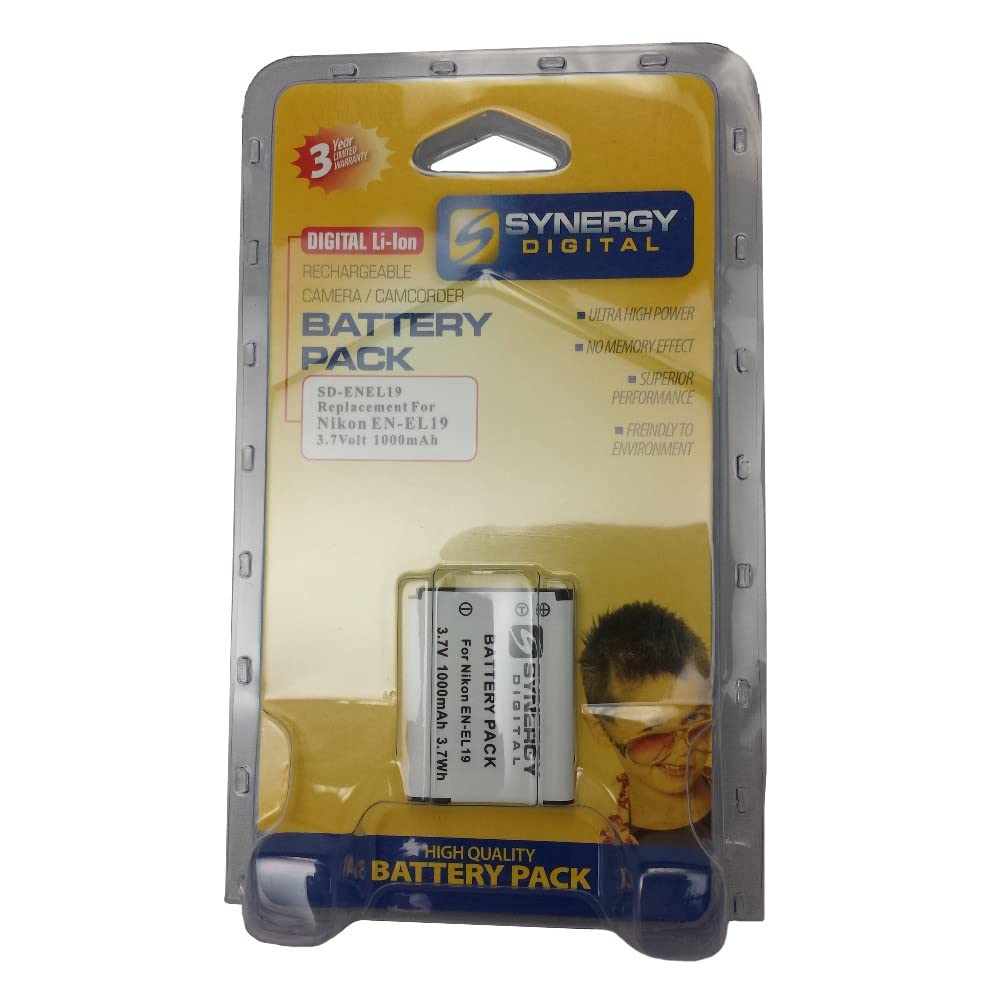 Synergy Digital Camera Battery, Works with Nikon Coolpix S6900 Digital Camera, (Li-Ion, 3.7V, 1000 mAh) Ultra Hi-Capacity, Compatible with Nikon EN-EL19 Battery