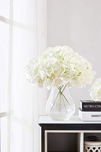 KISLOHUM Hydrangea Silk Flower White 10 Heads Artificial Hydrangea Silk Flowers Head for Wedding Centerpieces Bouquets DIY Floral Decor Home Decoration with Long Stems - White
