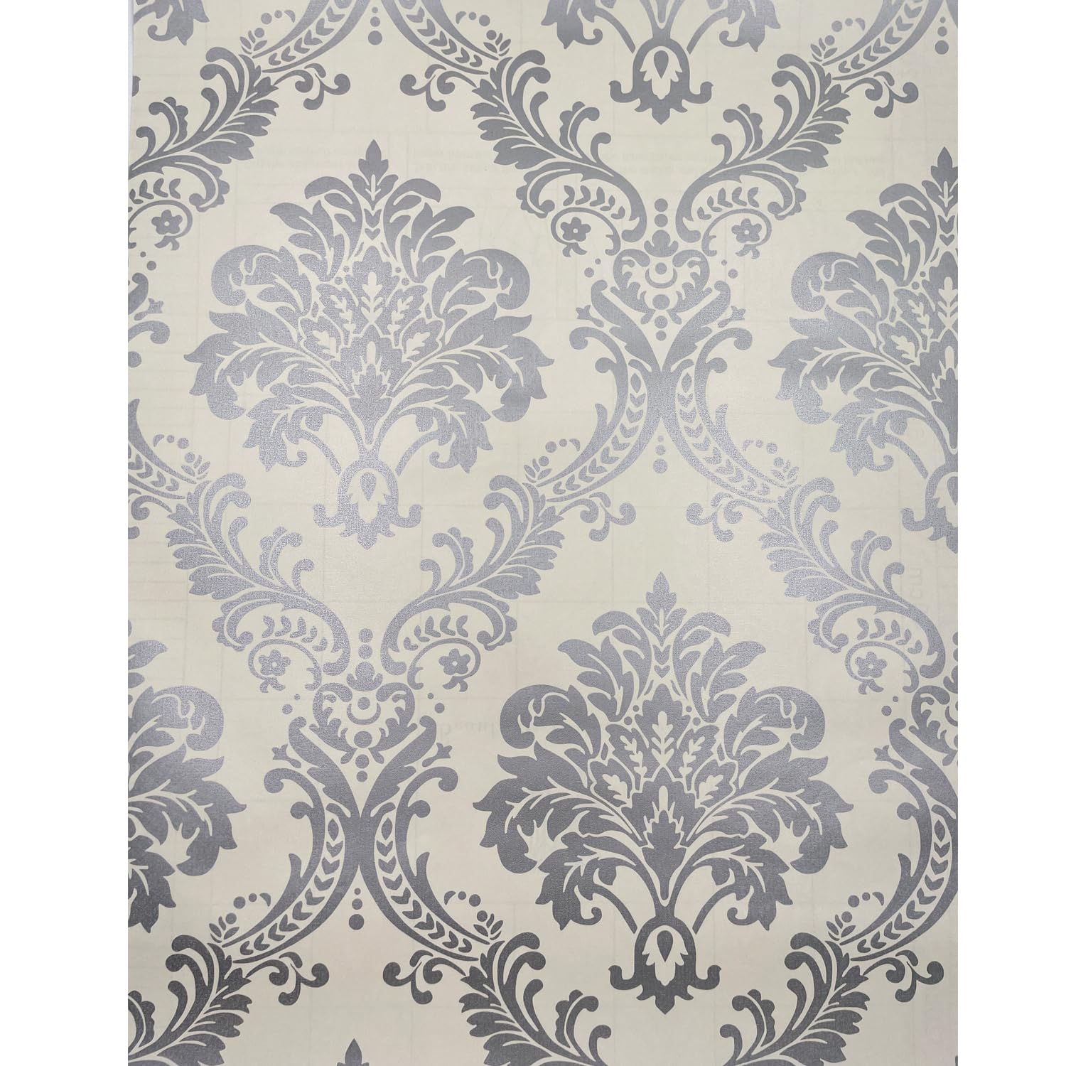 LovingWay Vintage Shelf Liner Self-Adhesive 17.7x177 Inch Drawer Covering PVC Paper Upgrade Old Furnitures Looking Grey Damask