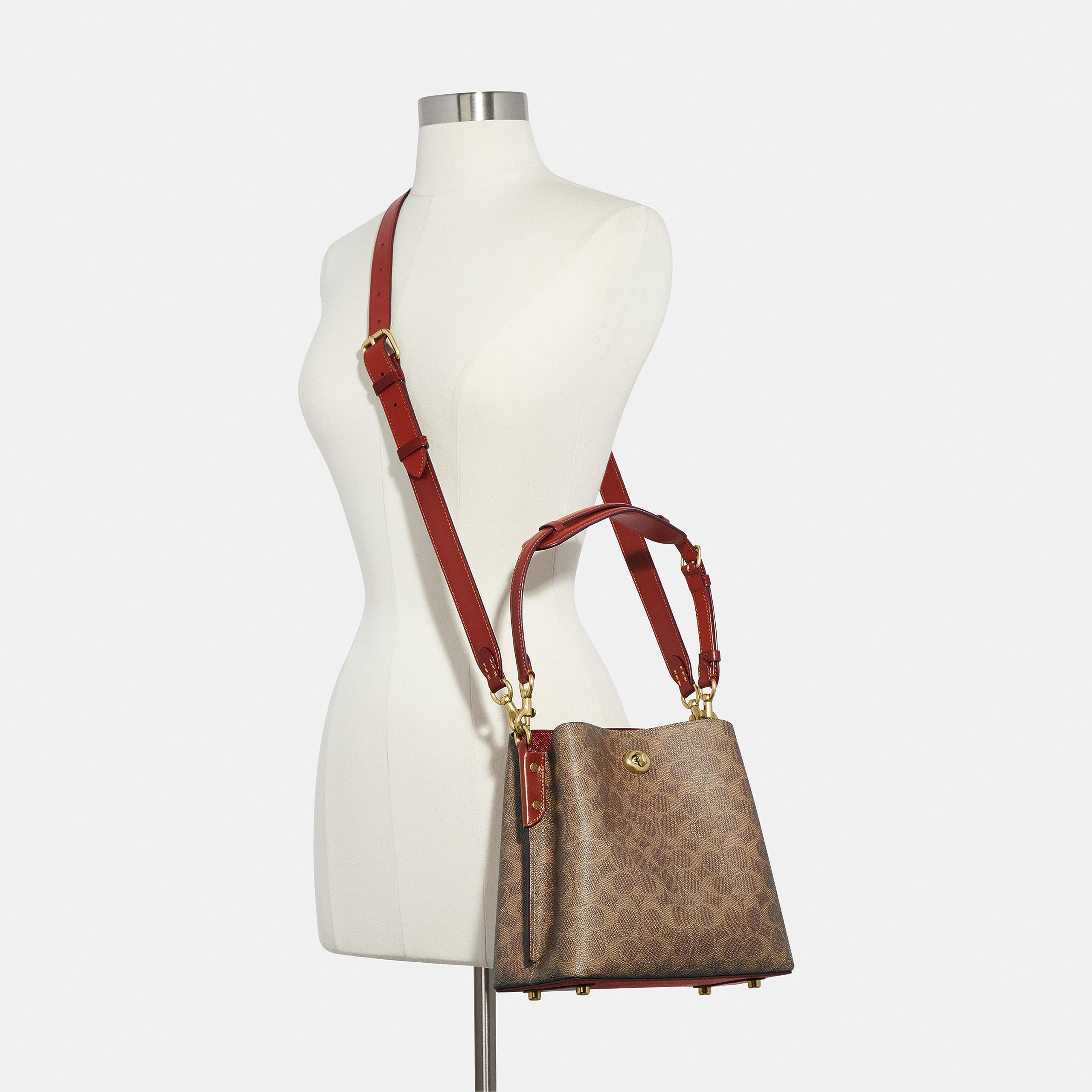 COACH Coated Canvas Signature Willow Bucket 24, B4/Tan Rust, One Size