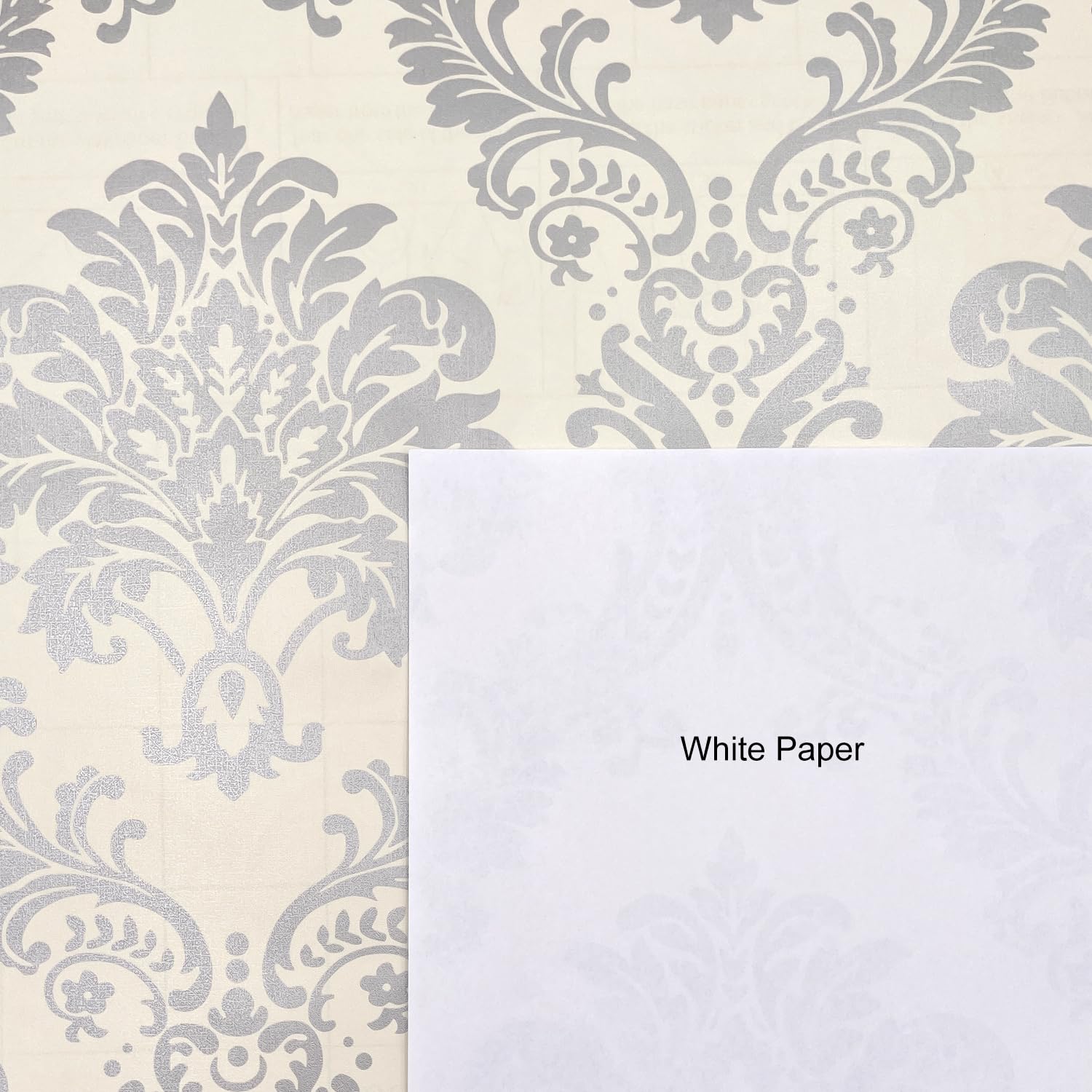LovingWay Vintage Shelf Liner Self-Adhesive 17.7x177 Inch Drawer Covering PVC Paper Upgrade Old Furnitures Looking Grey Damask