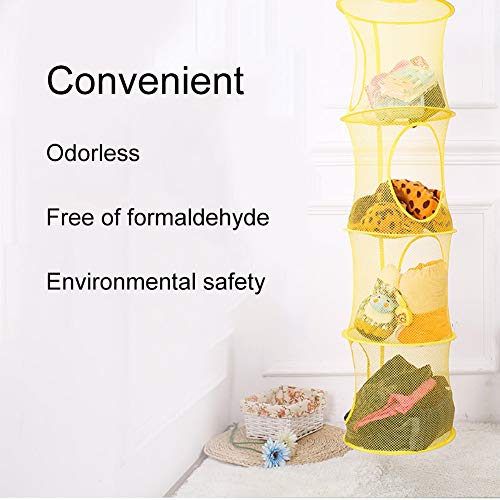 Gnc33Ouhen 4 Layers Mesh Hanging Clothes Toys Storage Rack Basket Bins Folding Sundries Organizer Grey